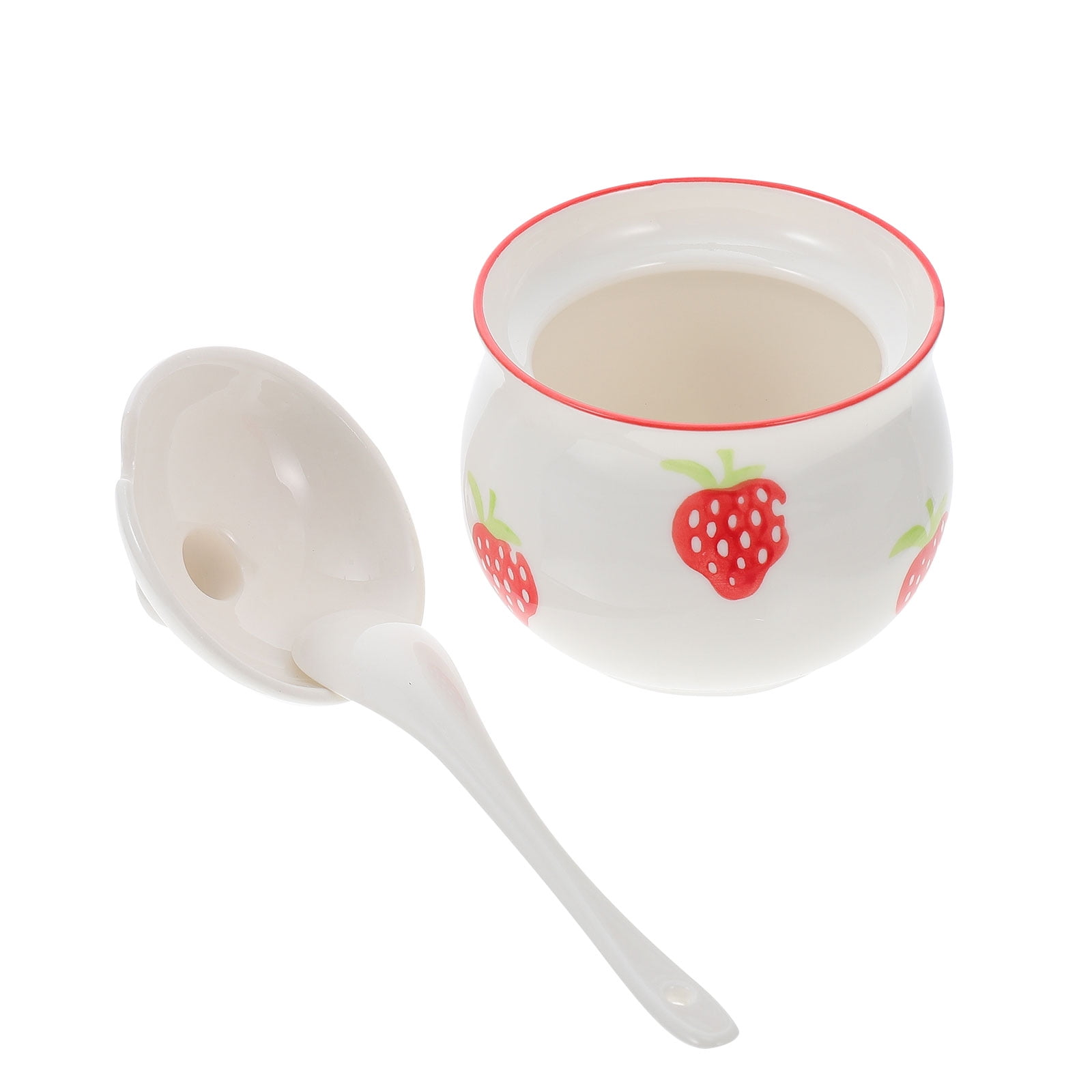 Ceramic Salt Jar with Lid, Strawberry Shaped Seasoning Container for ...