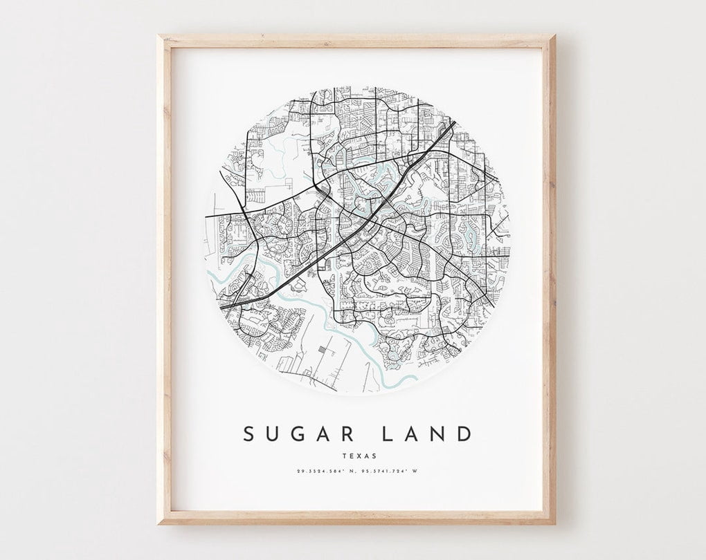 Sugar Land Map Print, Sugar Land Map Poster City Wall Art, Tx Road Map ...
