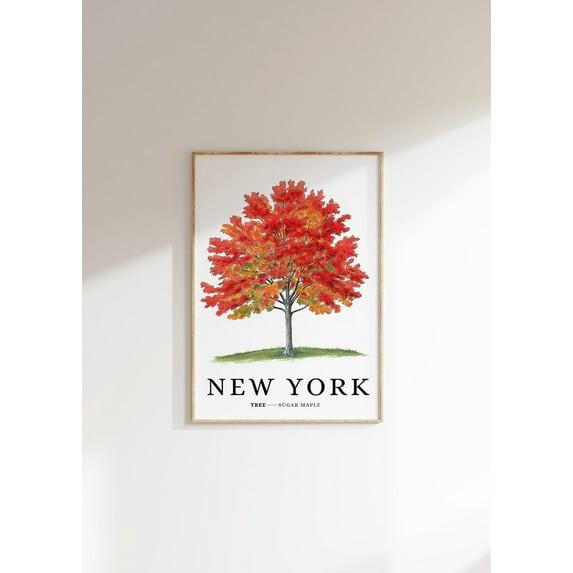 Sugar Maple Tree Poster: New York State Symbol Art, Unframed Canvas ...