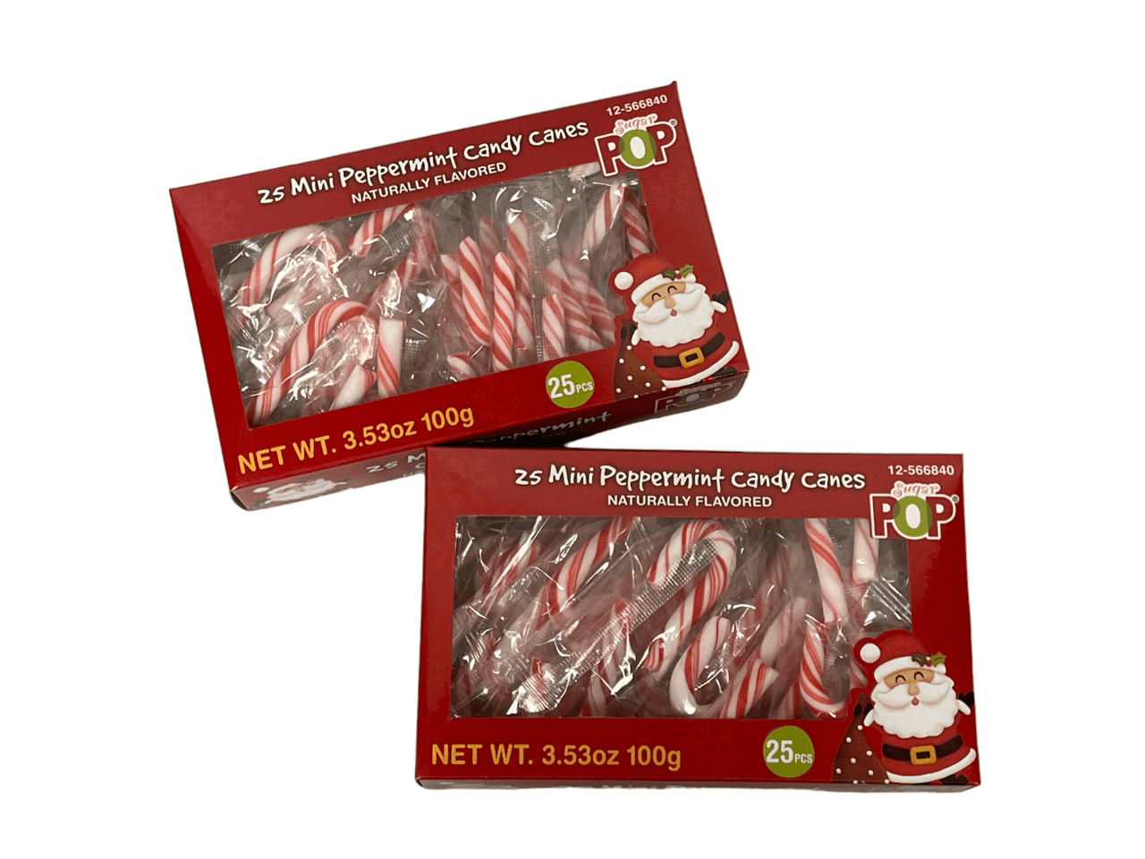 Sugar POP Mini Peppermint Candy Canes, Naturally Flavored, 2 Boxes, 50 ...