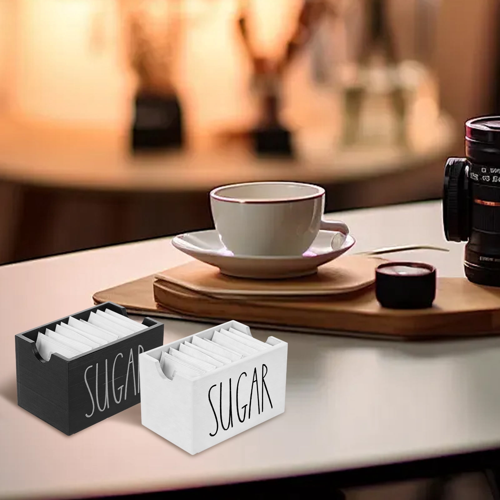 Sugar Packet Holder For Coffee Bar Wood Sugar Packet Caddy Small Tea ...