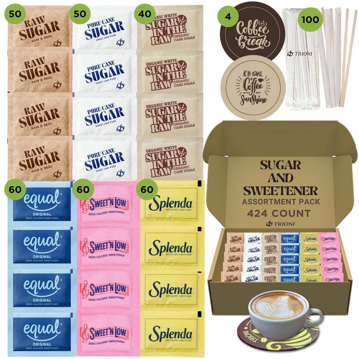 Sugar Packets and Sweetener Packets Variety Pack - 424ct - Splenda ...