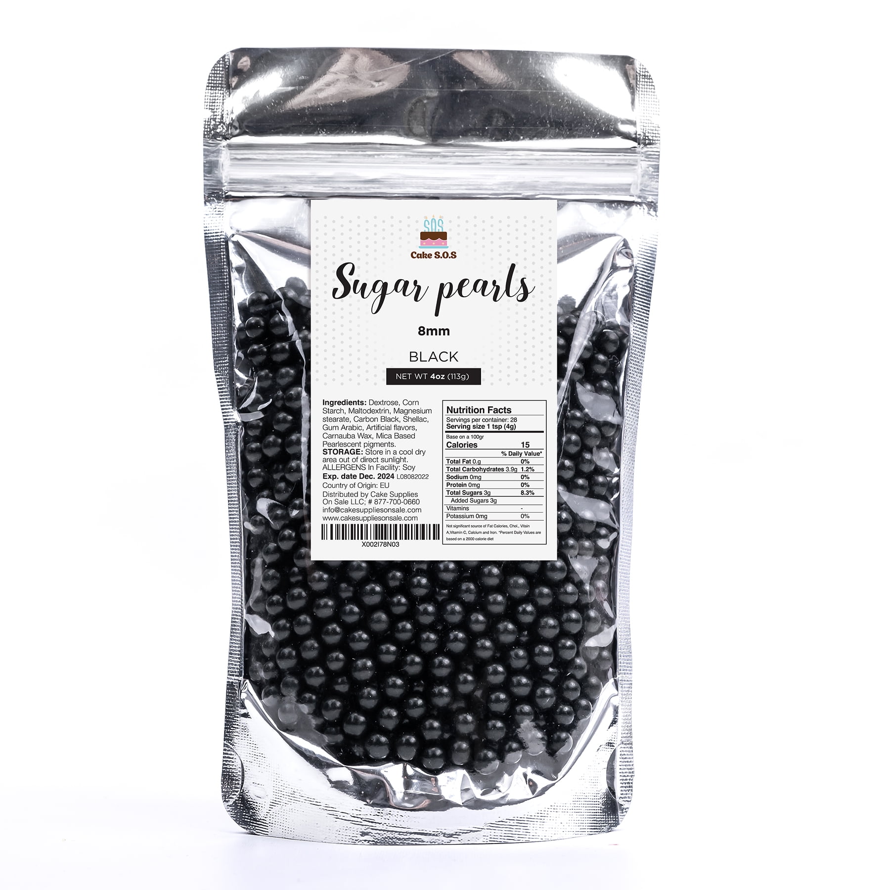 Sugar Pearls - Pearlized Metalic Black 8 mm - 4 oz - Walmart.com