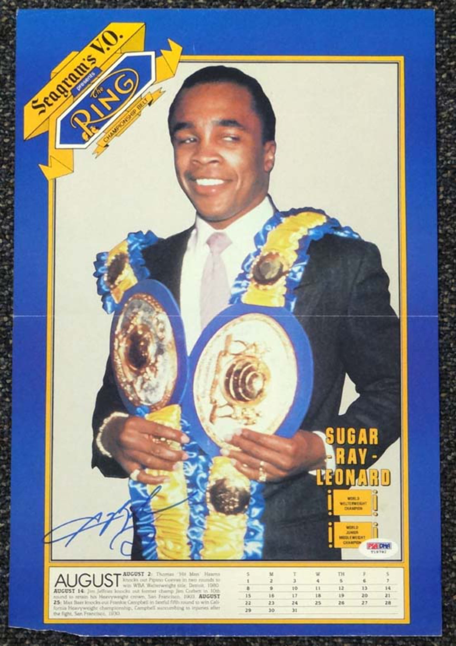Sugar Ray Leonard Autographed 11x16 Magazine Poster Photo PSA/DNA # ...