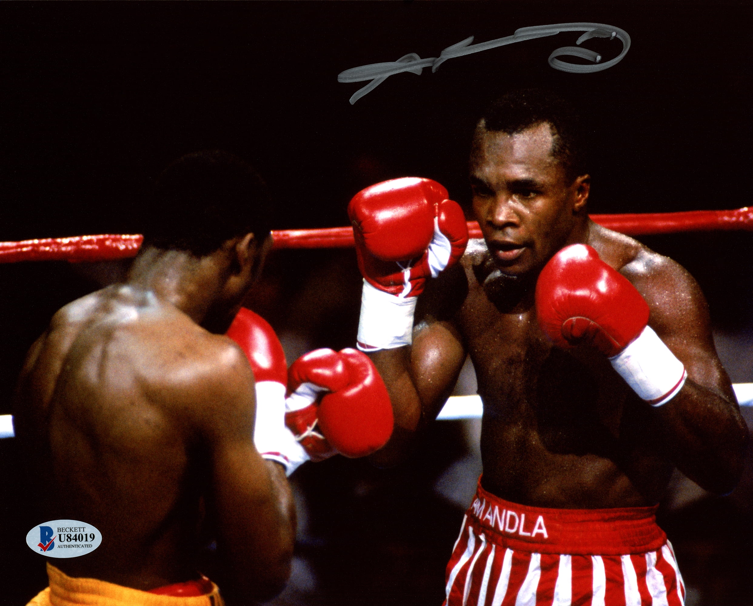 Sugar Ray Leonard Autographed 8x10 Photo vs. Thomas "Hitman" Hearns ...