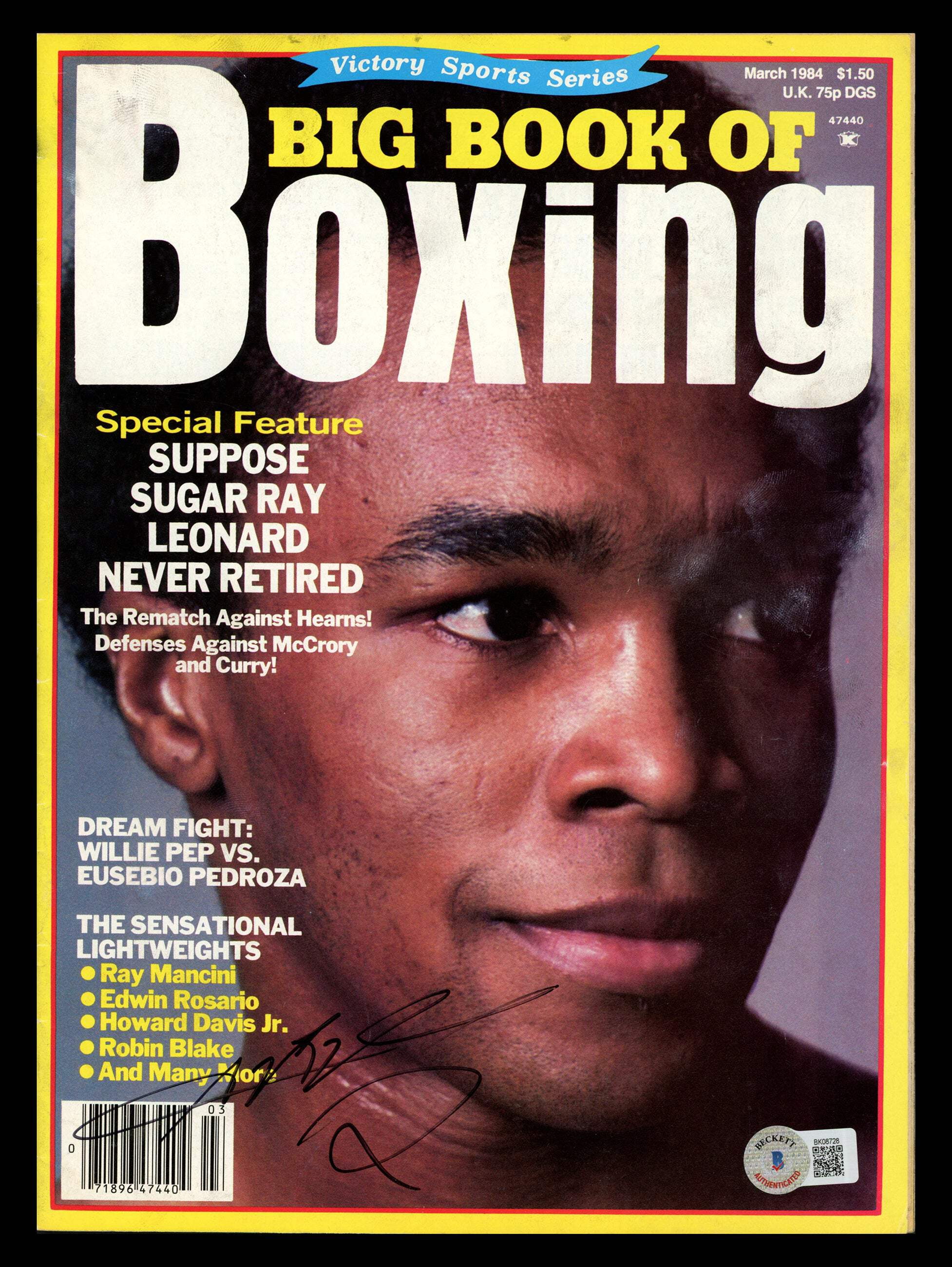 Sugar Ray Leonard Autographed Big Book of Boxing Magazine Beckett BAS ...