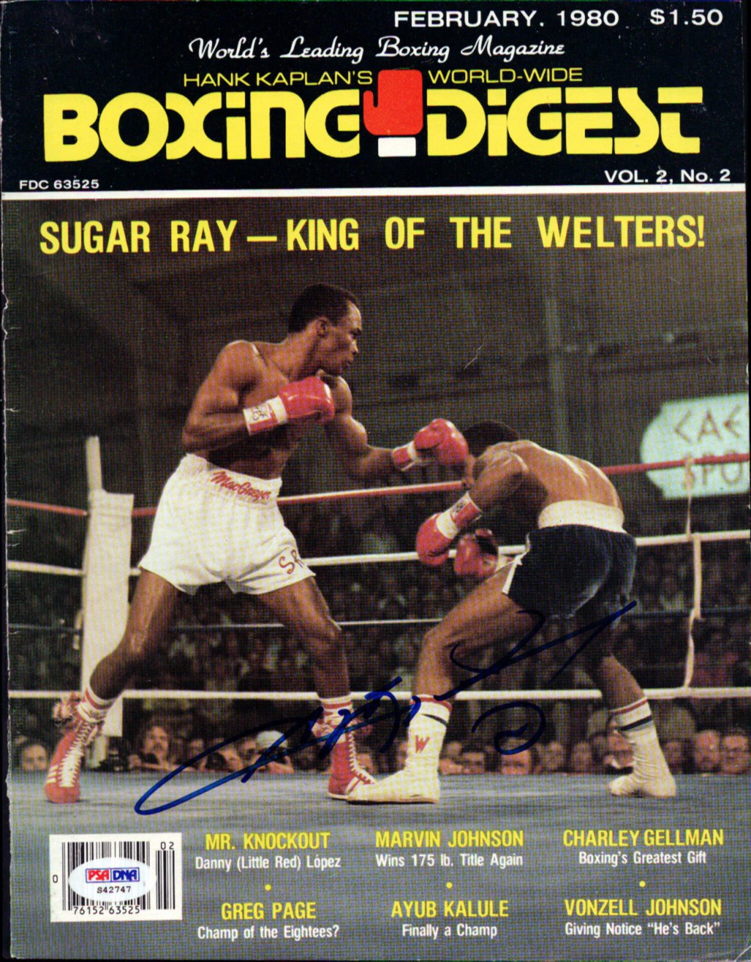 Sugar Ray Leonard Autographed Boxing Digest Magazine Cover PSA/DNA # ...