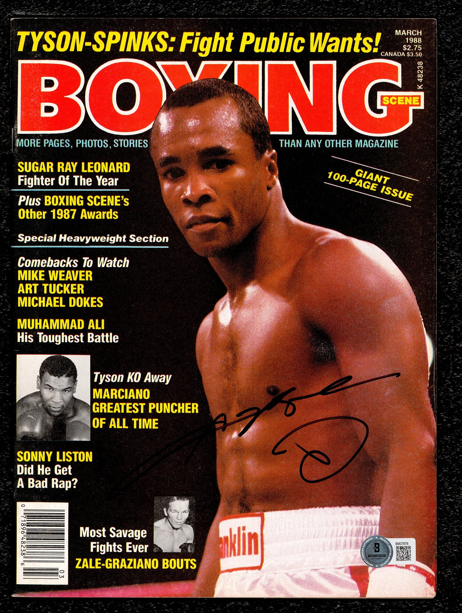 Sugar Ray Leonard Autographed Magazine Beckett BAS QR #BM37876 ...