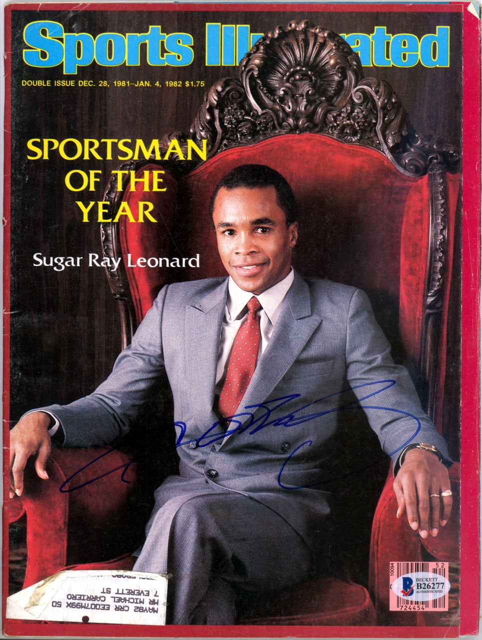 Sugar Ray Leonard Autographed Sports Illustrated Magazine Beckett BAS # ...