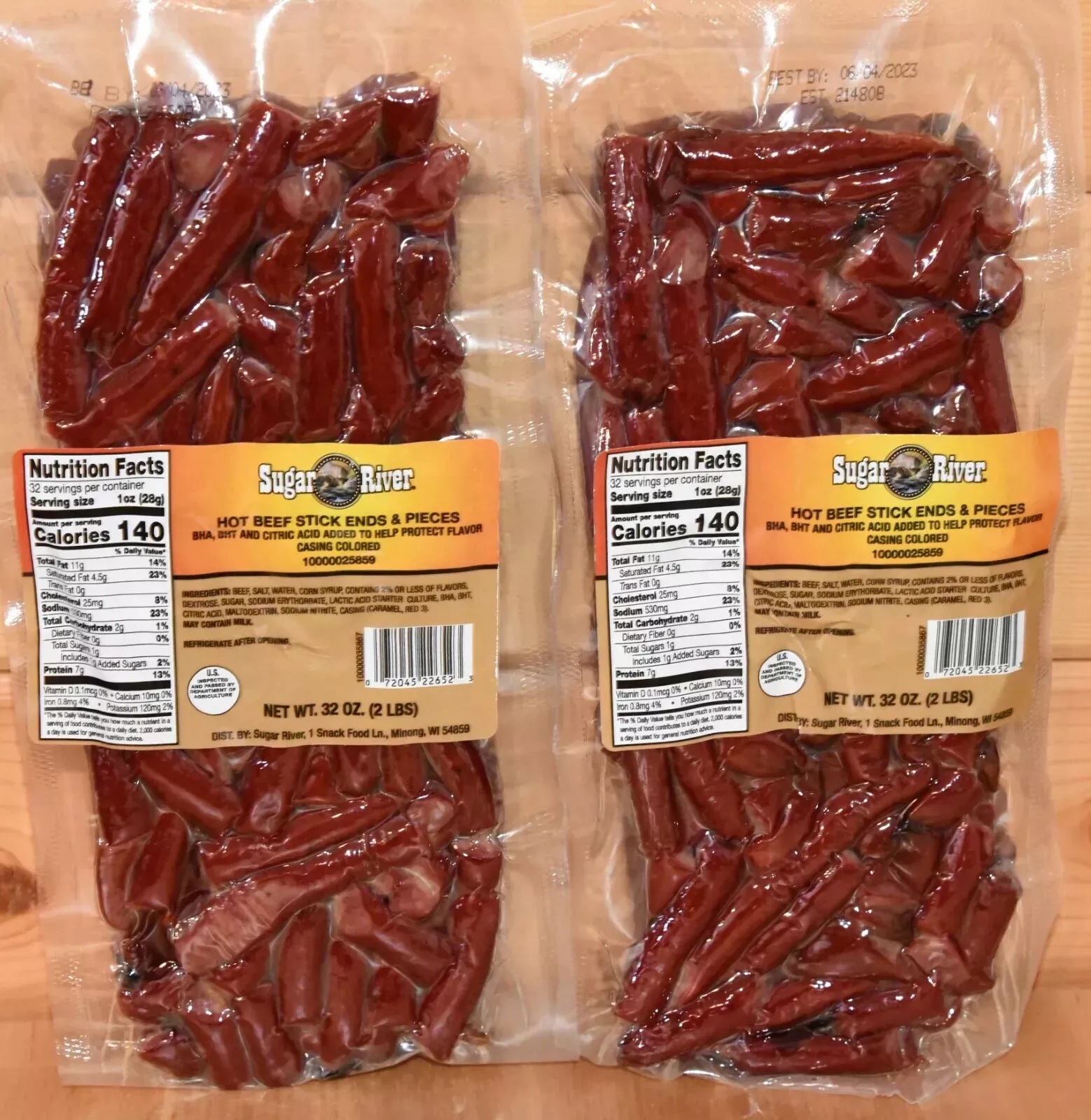 Hot Sugar River Beef Stick Ends & Pieces BULK 4 Pounds 2X 2 LBS (Hot ...
