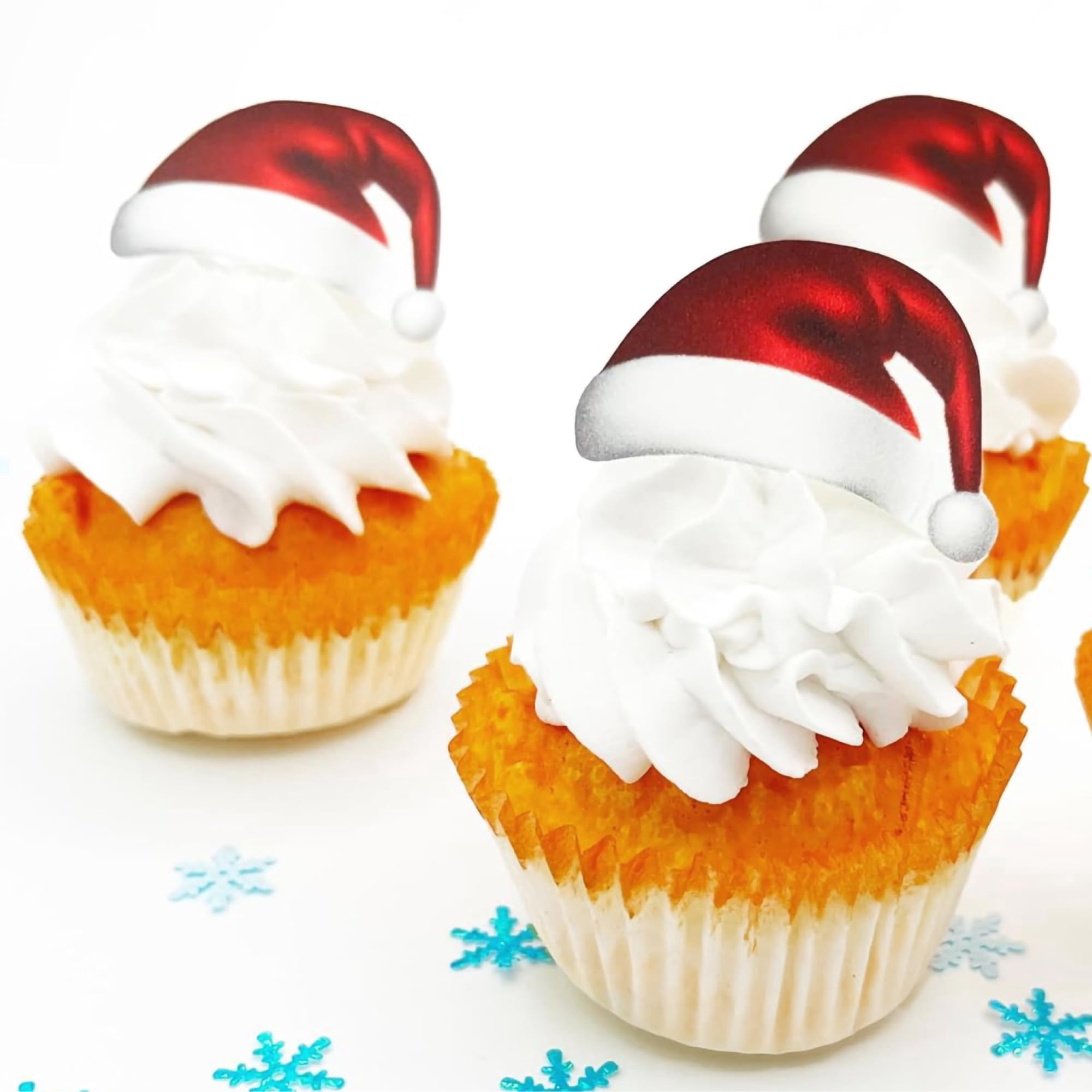 Sugar Robot Santa Hat Cupcake Toppers - Christmas Cake Decorations ...