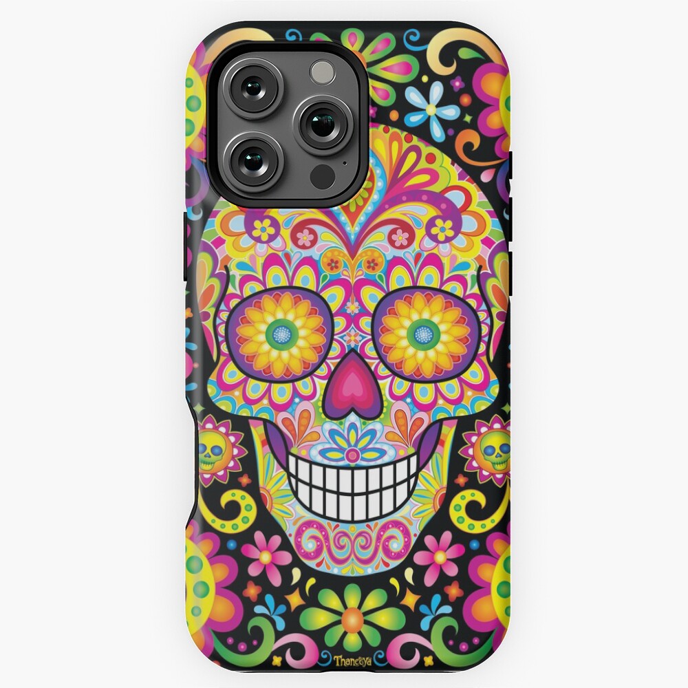 Sugar Skeleton Day of the Dead Art Spark Phone Case for iPhone 16 15 14 ...