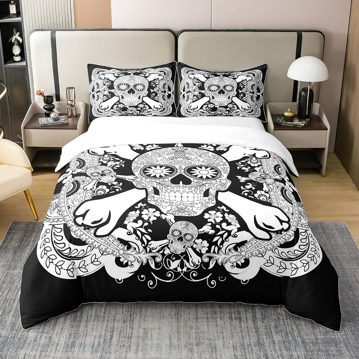 Sugar Skull 100% Organic Cotton Duvet Cover For Adults Men,Horror ...
