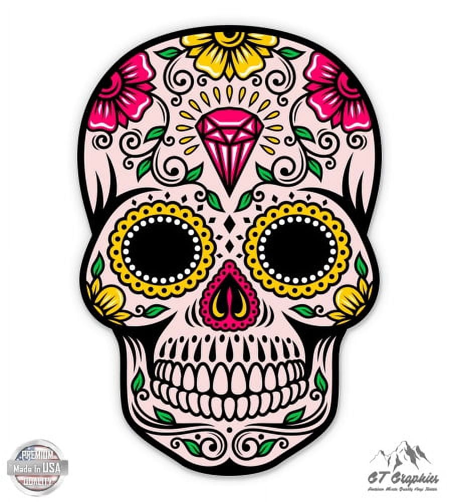 Sugar Skull - 3" Vinyl Sticker - For Car Laptop I-Pad Phone Helmet Hard ...