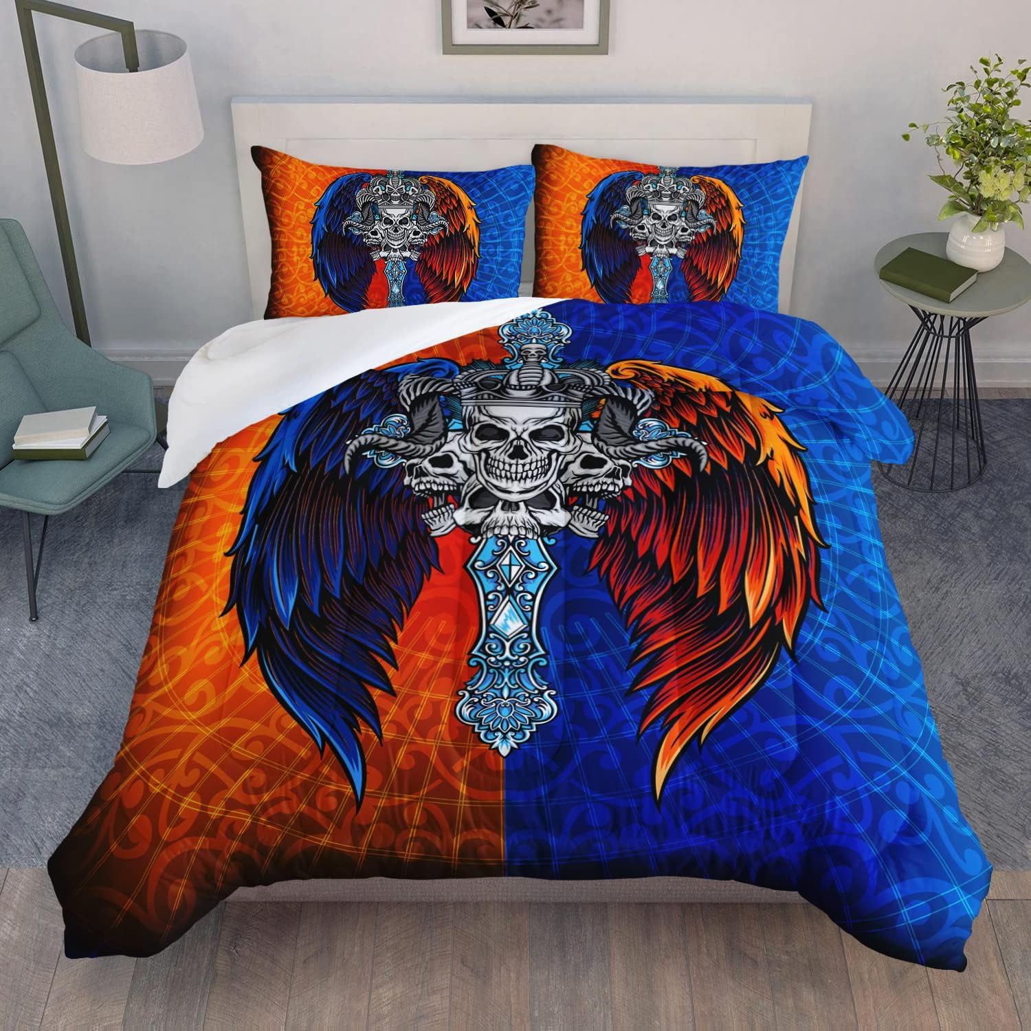 Sugar Skull Bedding Set Size Botanical Floral Skull Comforter Set Teen ...
