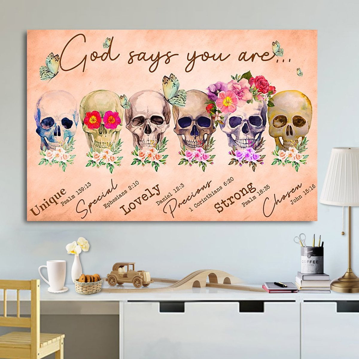 Sugar Skull Butterfly God Says You Are Unique Paper Poster No Frame ...