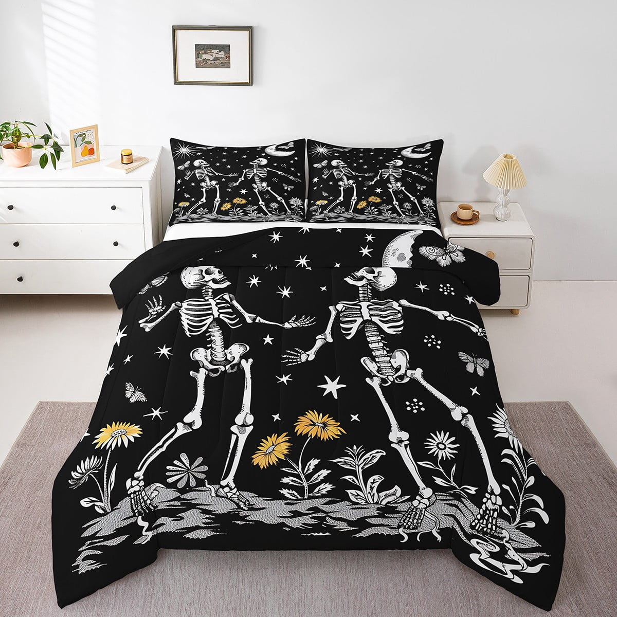Sugar Skull Comforter Set Bohemian Exotic Bedding Sets Gothic Style ...