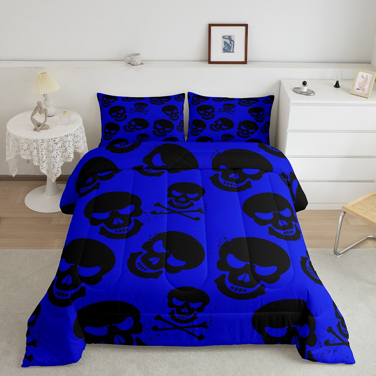 Sugar Skull Comforter Set for Halloween Party Skeleton Bones Bedding ...