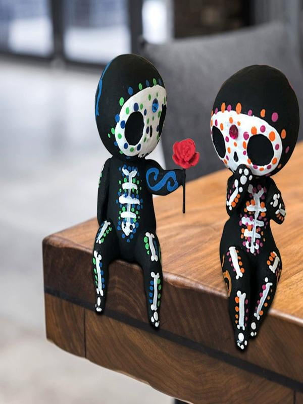 Sugar Skull Couple Statue, Sugar Skull Figurine, Resin Crafts Cute ...