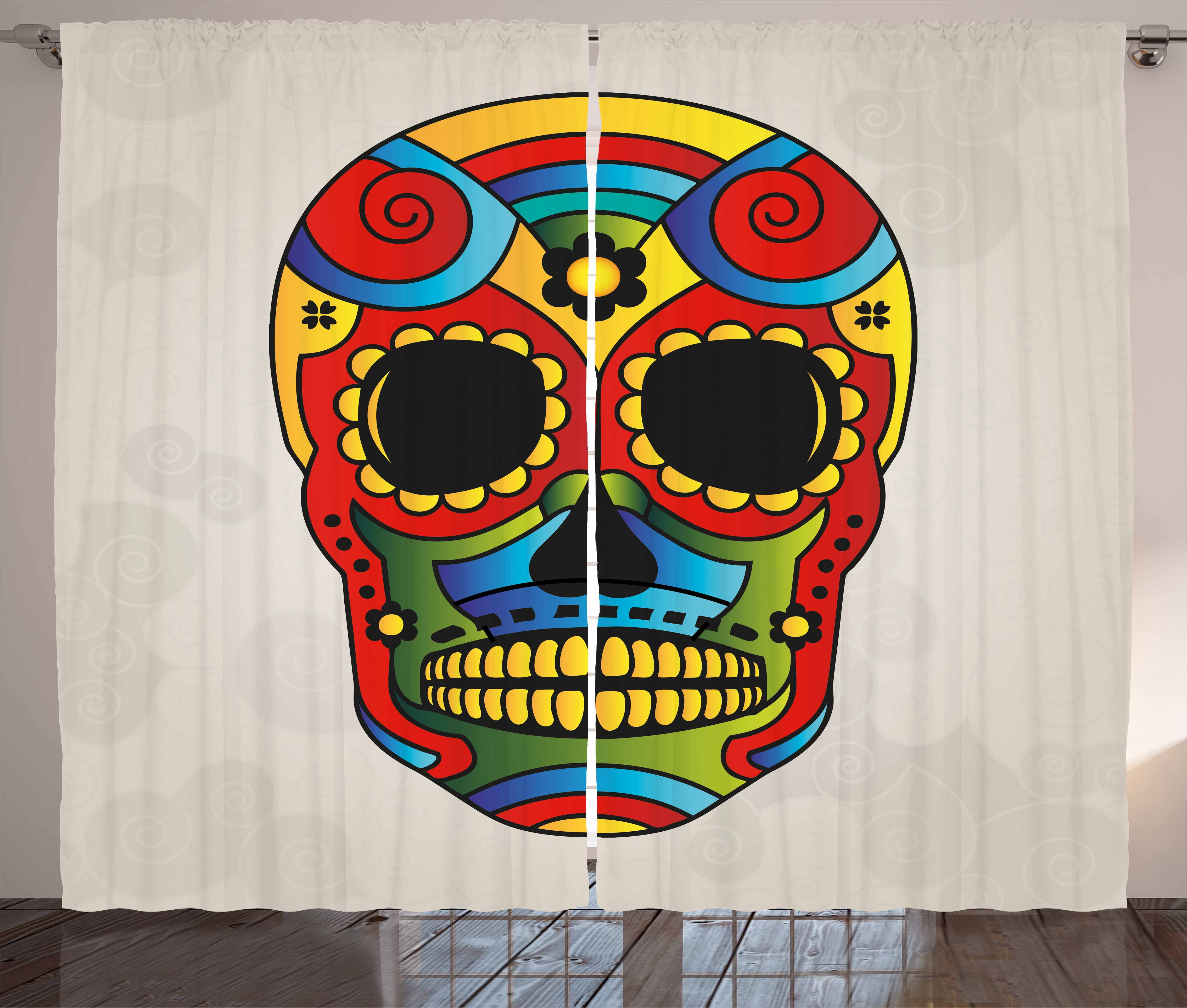 Ambesonne Sugar Skull Curtains 2 Panel Set, Latin Macabre Myth, 108" x ...