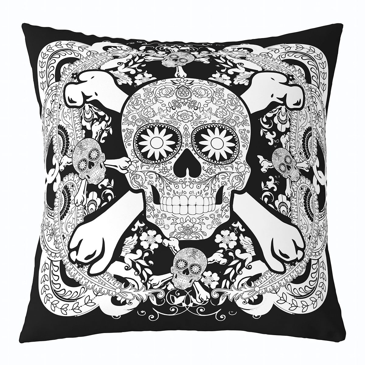 Sugar Skull Cushion Case For Adults Men,Horror Skeleton Pillow Cover ...