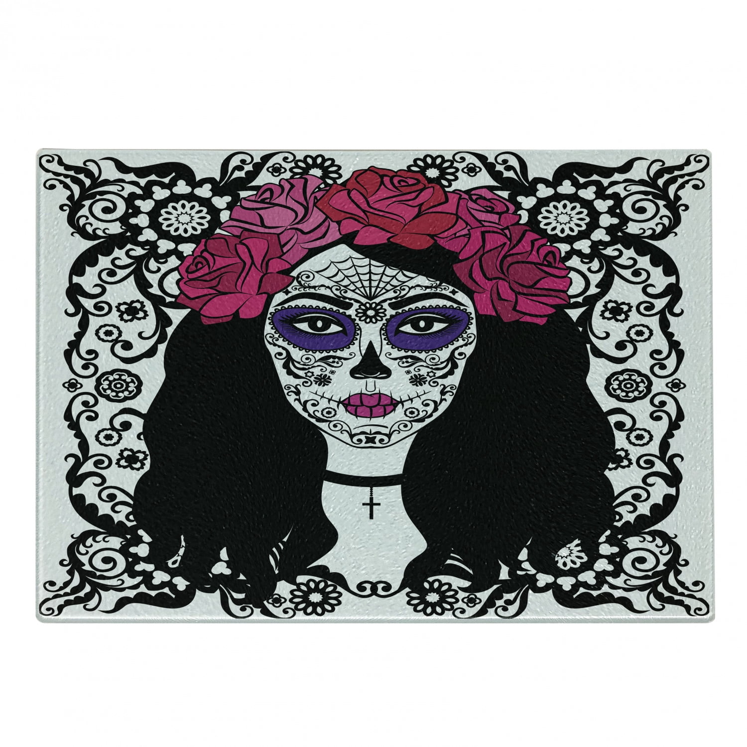 Sugar Skull Cutting Board, Girl Dia De Los Muertos Traditional Art ...
