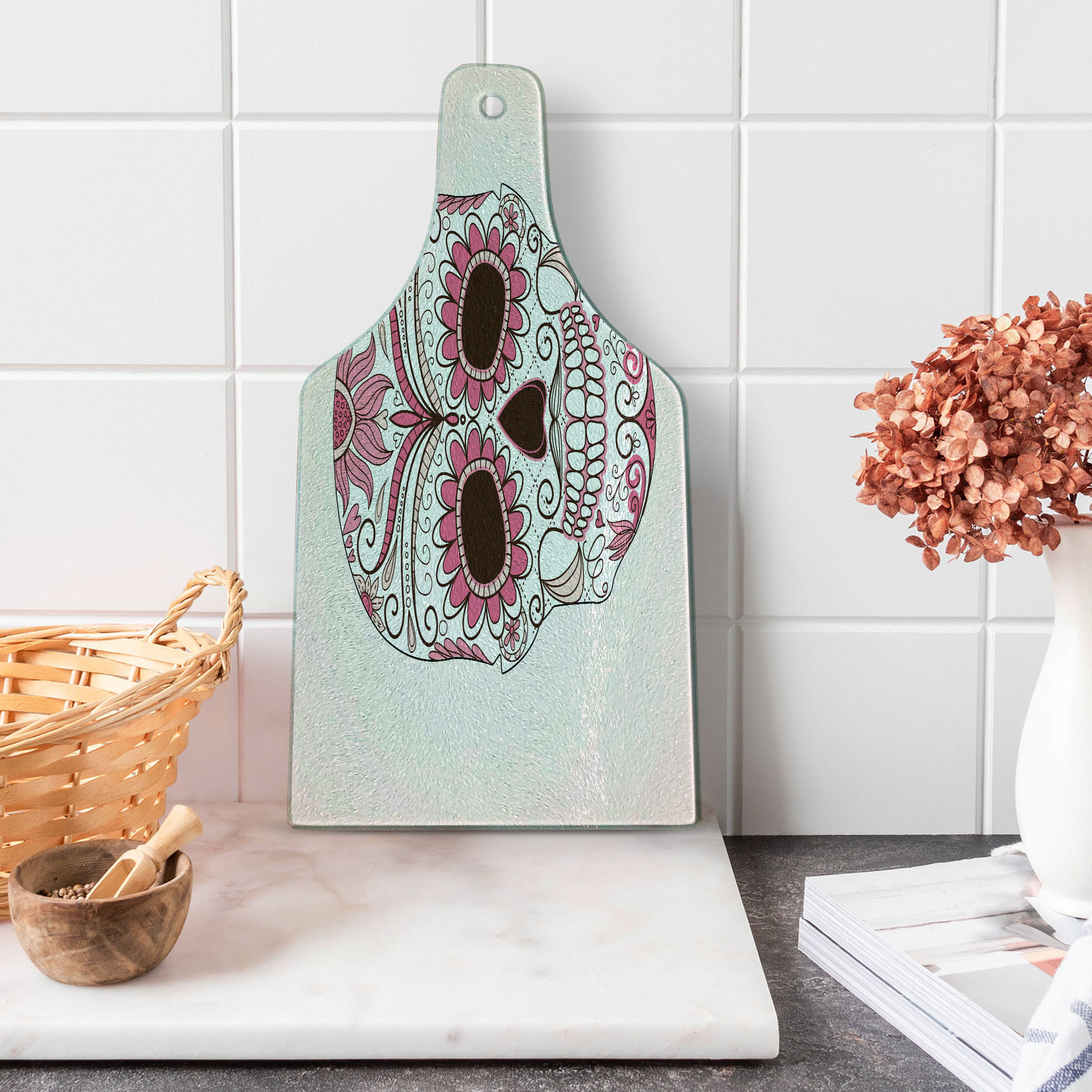 Sugar Skull Cutting Board, Mexican Ornaments Calavera Catrina Inspired ...