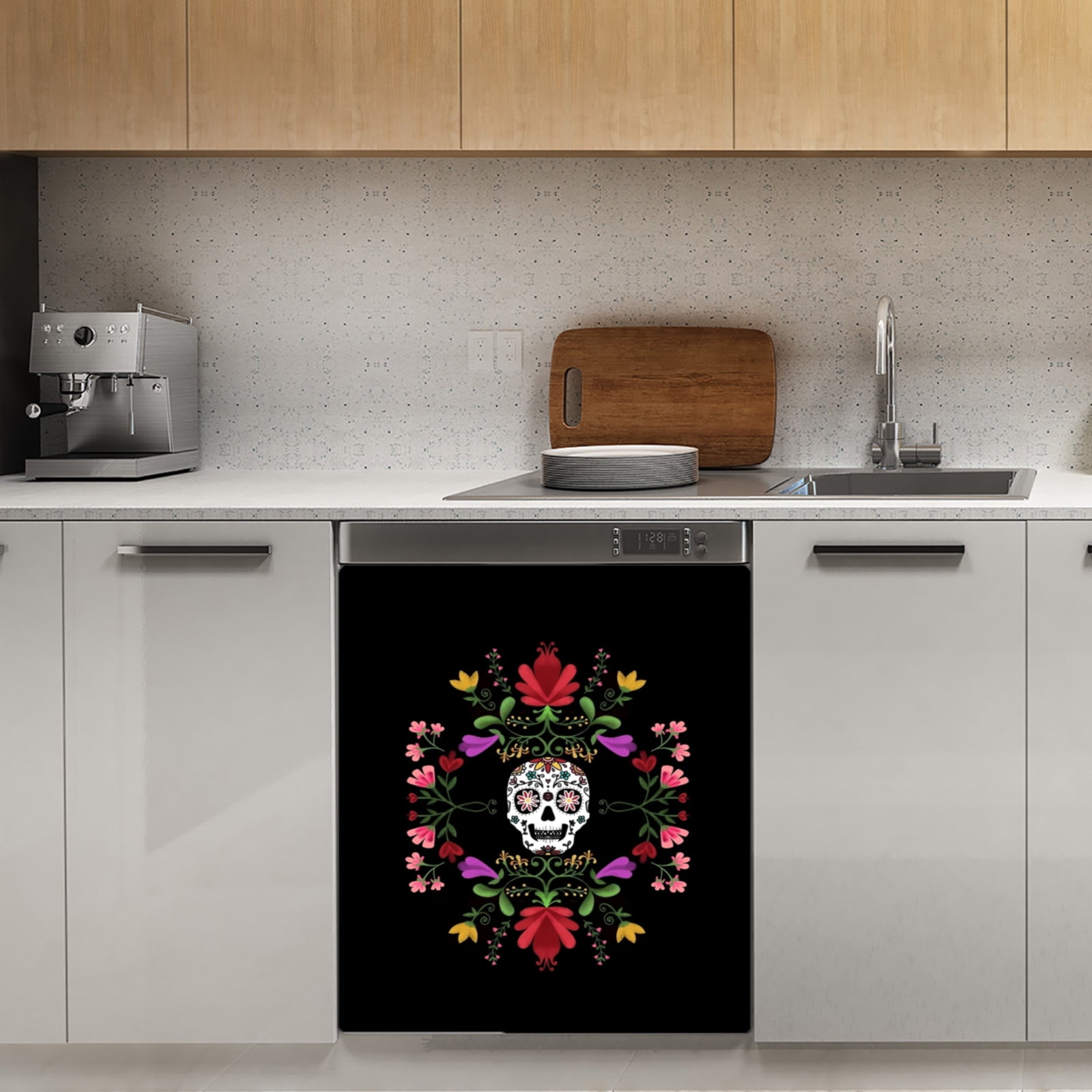 Sugar Skull Dishwasher Magnet Cover Decorative Sticker for Home Cabinet ...