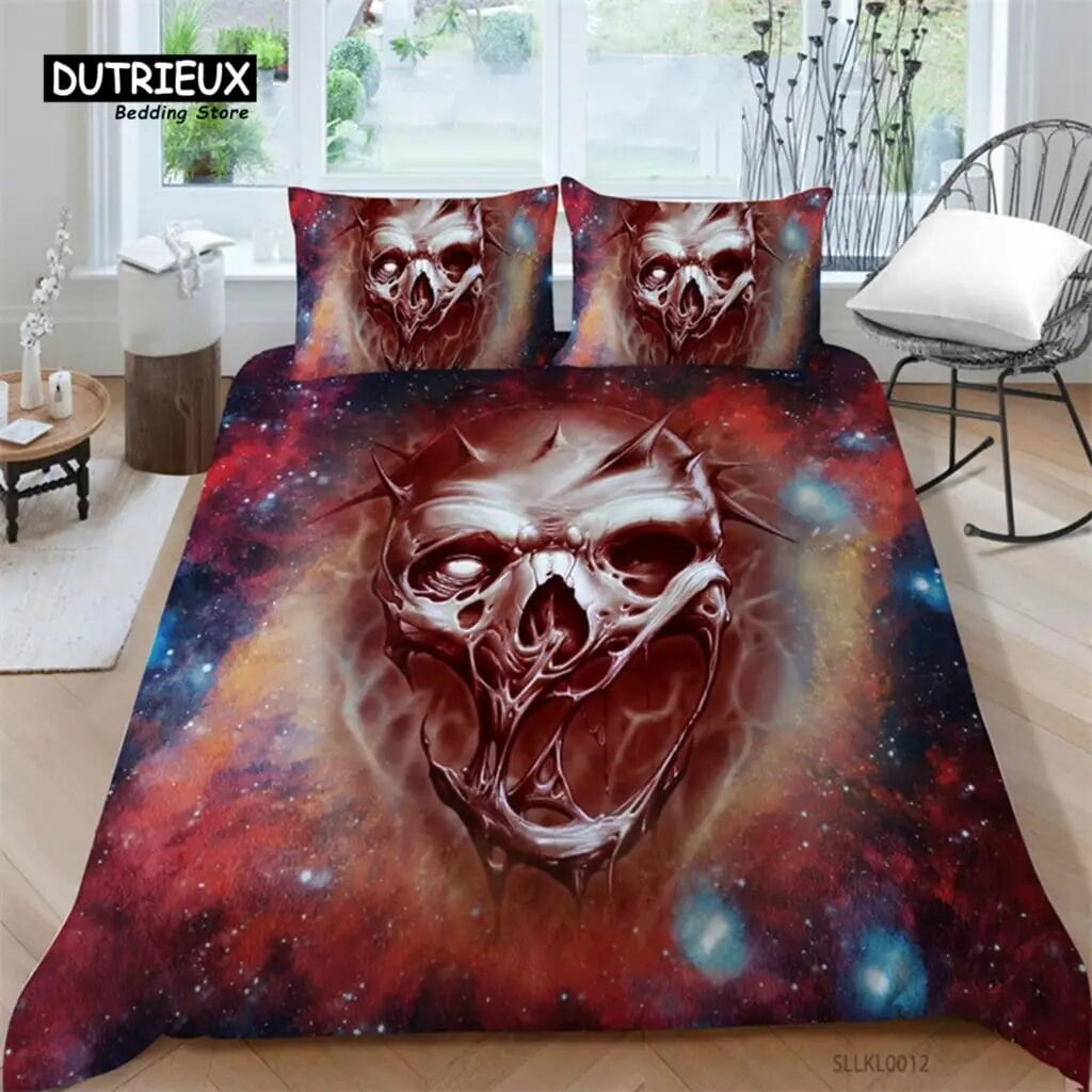Sugar Skull Duvet Cover Gothic Skull Skeleton Bedding Set Horror Theme ...