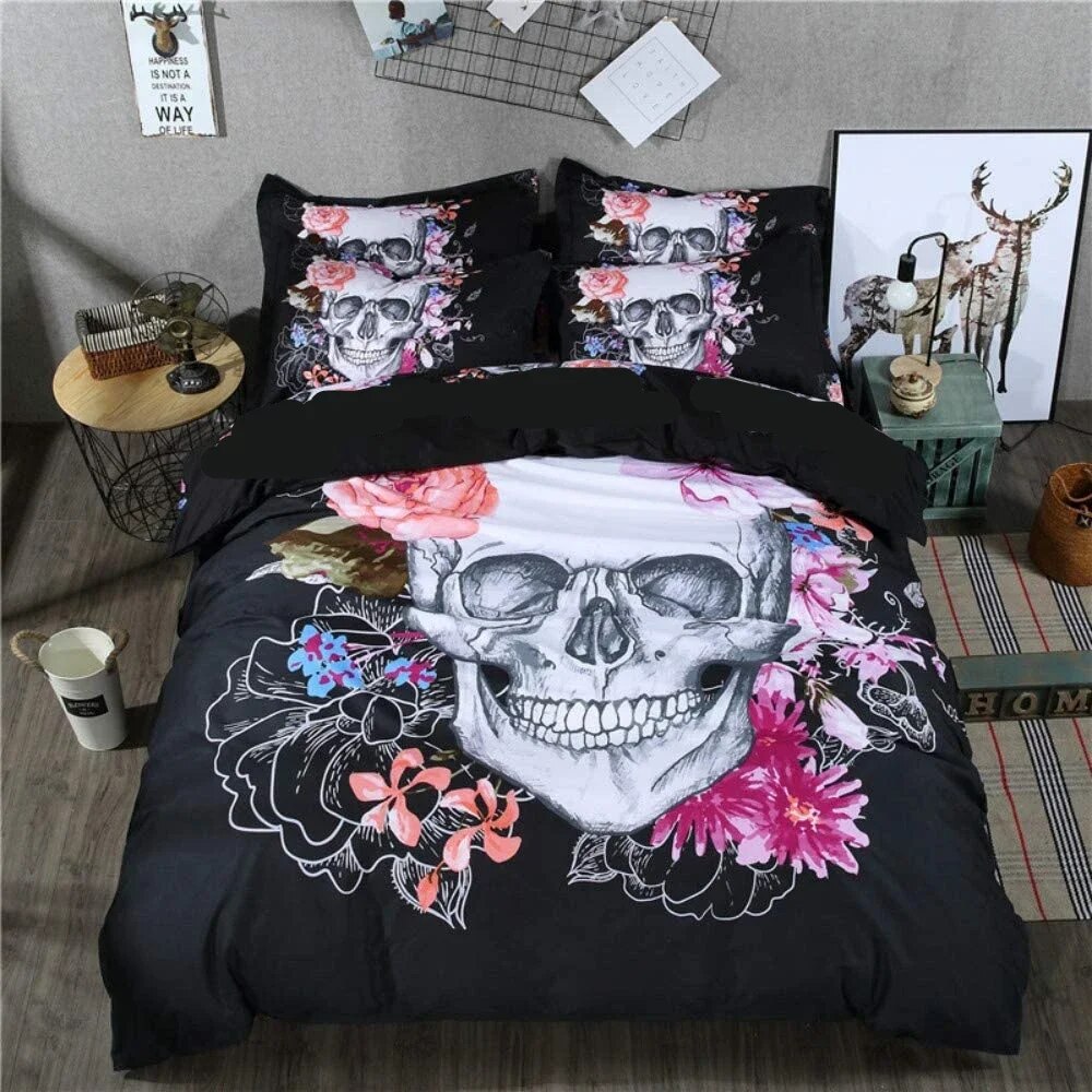 Sugar Skull Duvet Cover Set 3D Printed Gothic Skull Bedding Set Soft ...