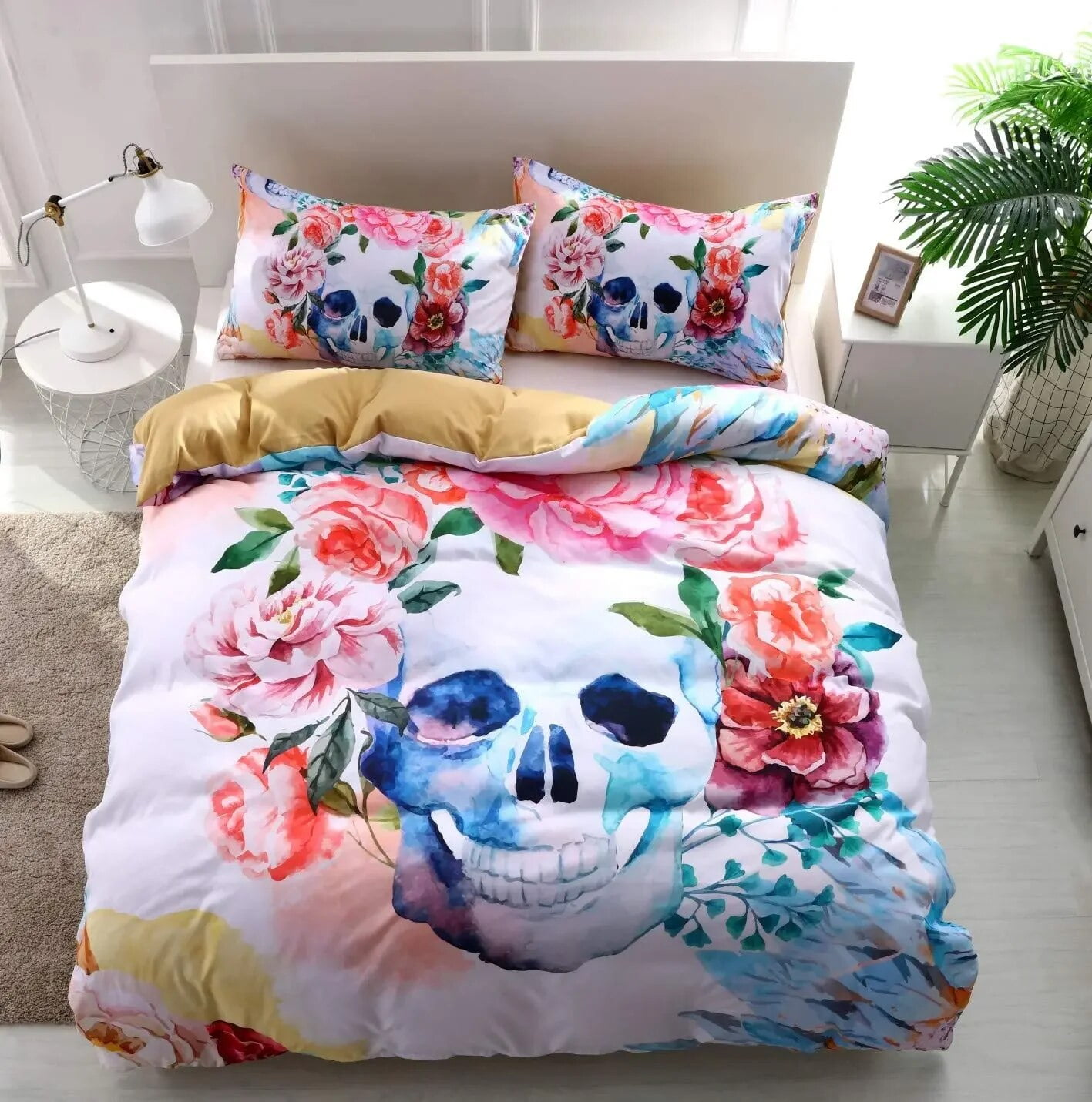 Sugar Skull Duvet Cover Set 3D Printed Gothic Skull Bedding Set Soft ...