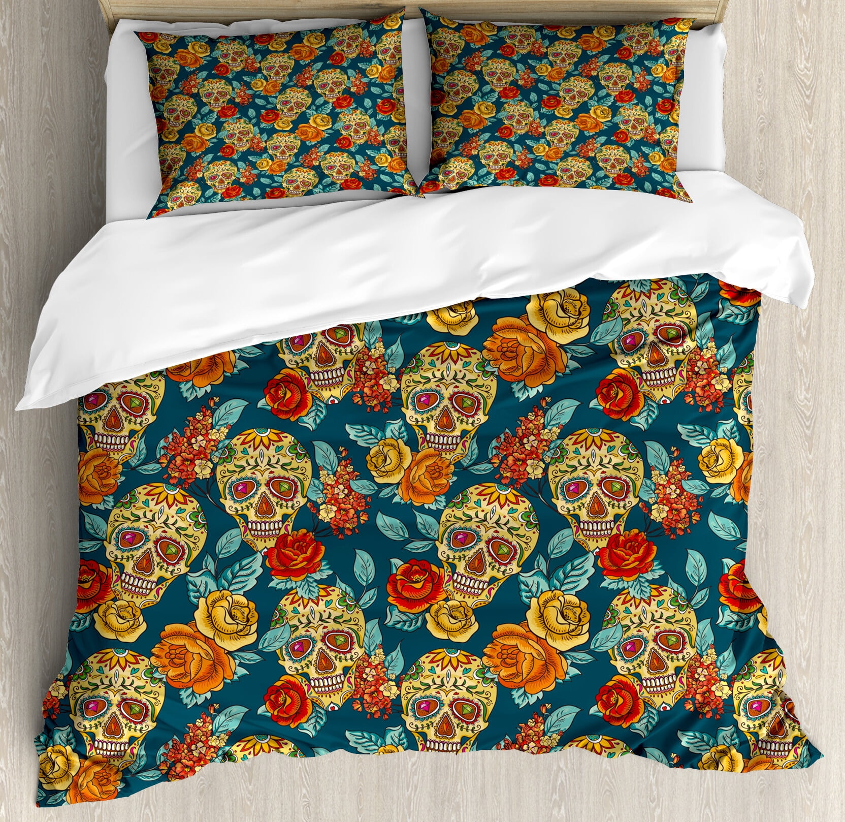 Skeleton Duvet Cover Sugar Skull Duvet Cover Queen Size – 3D Skull ...