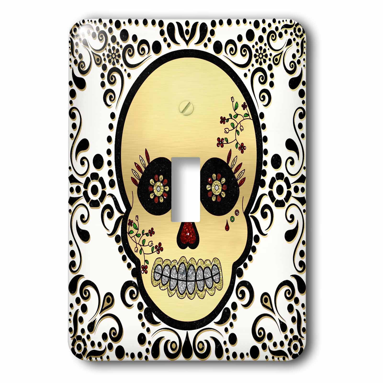 Sugar Skull Gold and Black single toggle switch lsp-175370-1 - Walmart.com