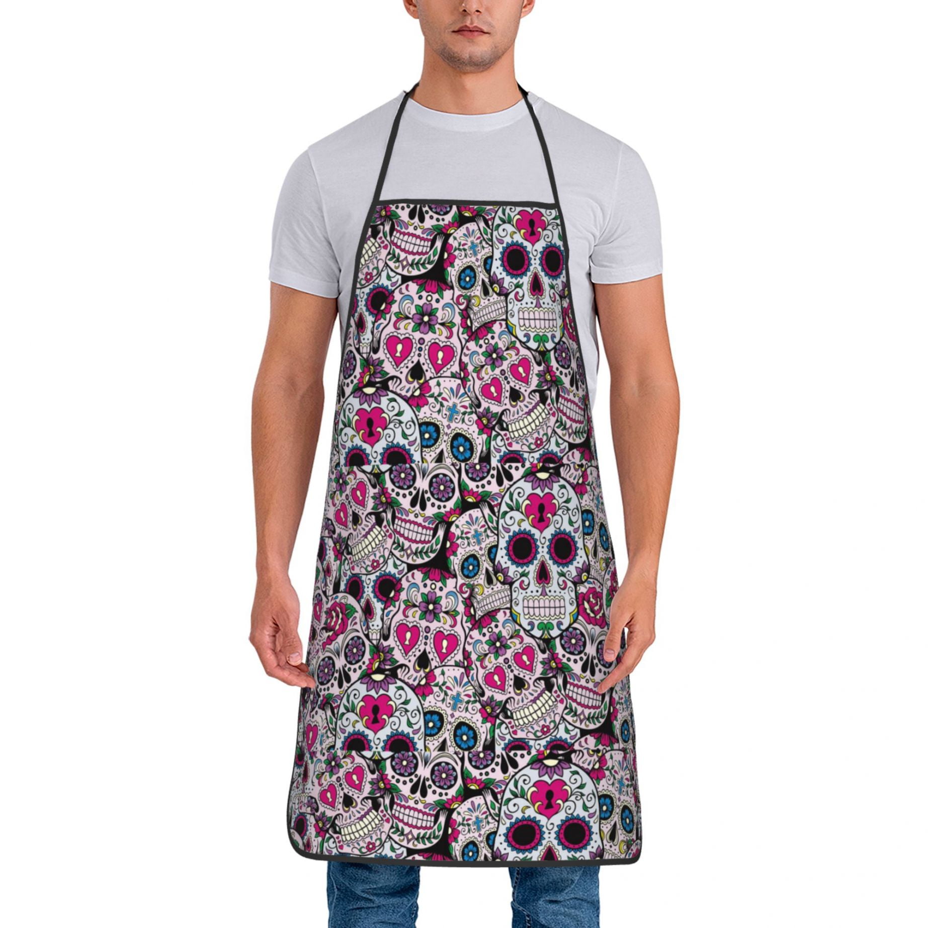 Sugar Skull Head Aprons for Women Men Waterproof Apron Kitchen Chef ...