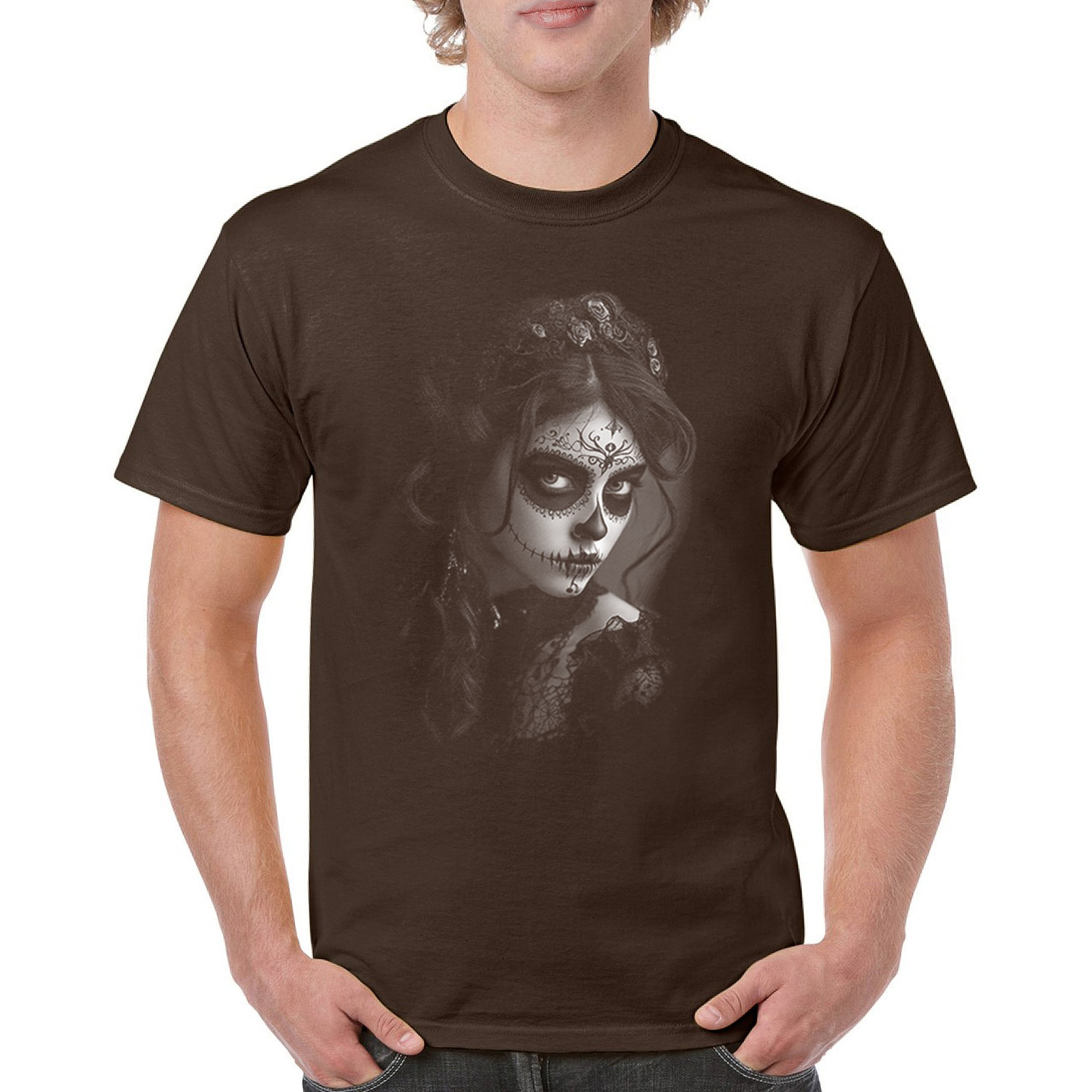Sugar Skull Lace T-shirt Black White Day of the Dead Gothic Beauty ...