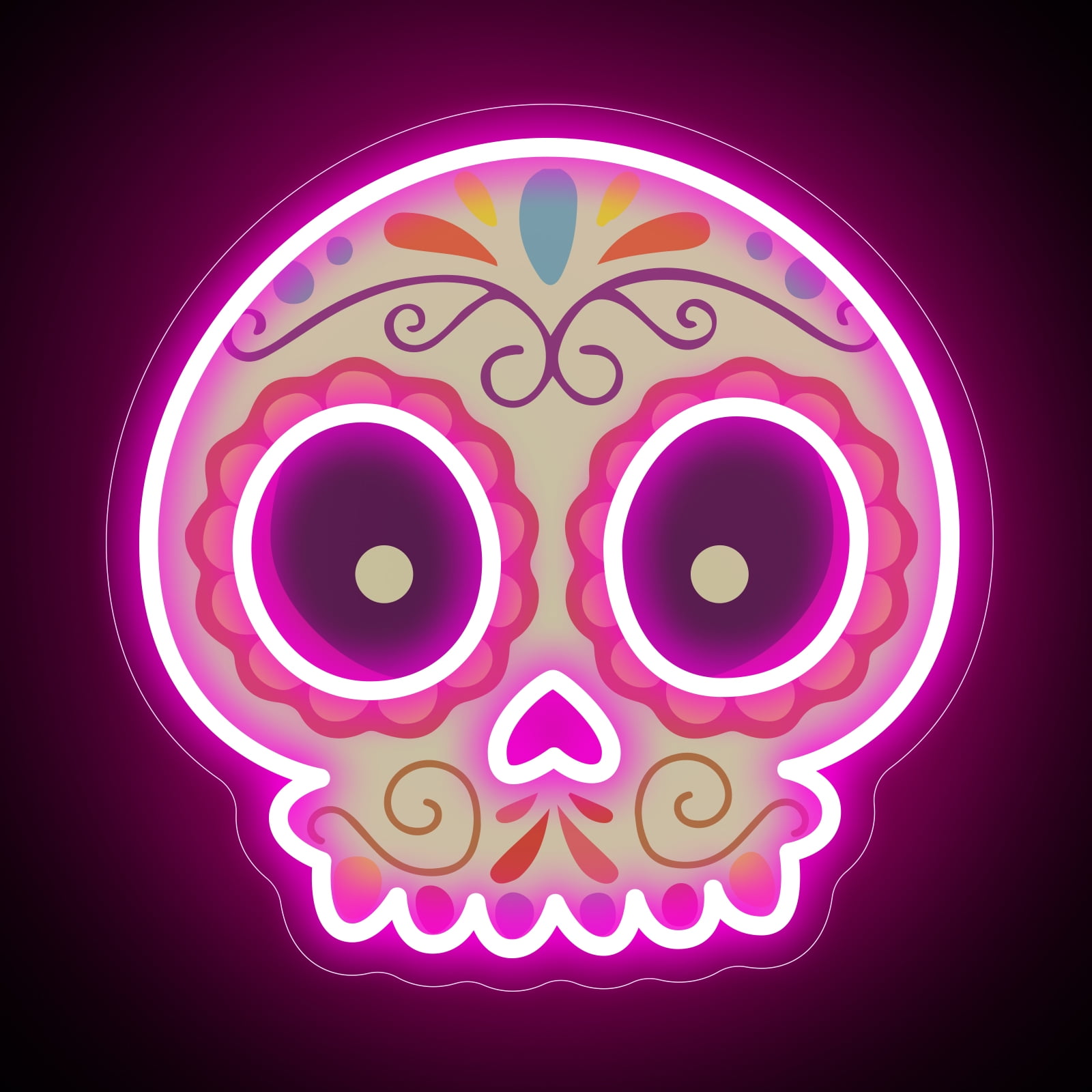 Sugar Skull Mexican UV Neon Sign, Skull Bar Led Light, Beer Club Led ...