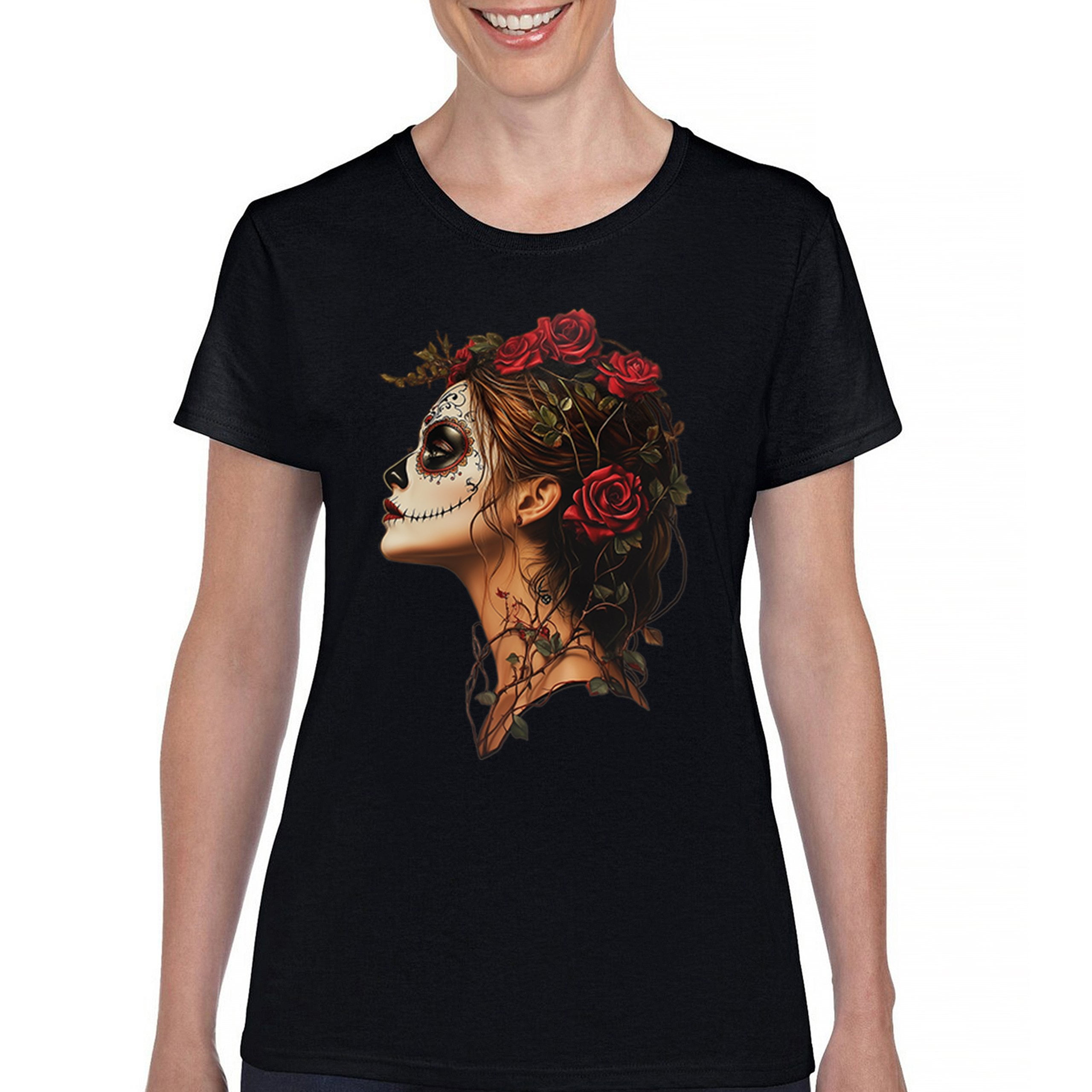 Sugar Skull Profile T-Shirt Dia de Los Muertos Day of Dead Calavera ...