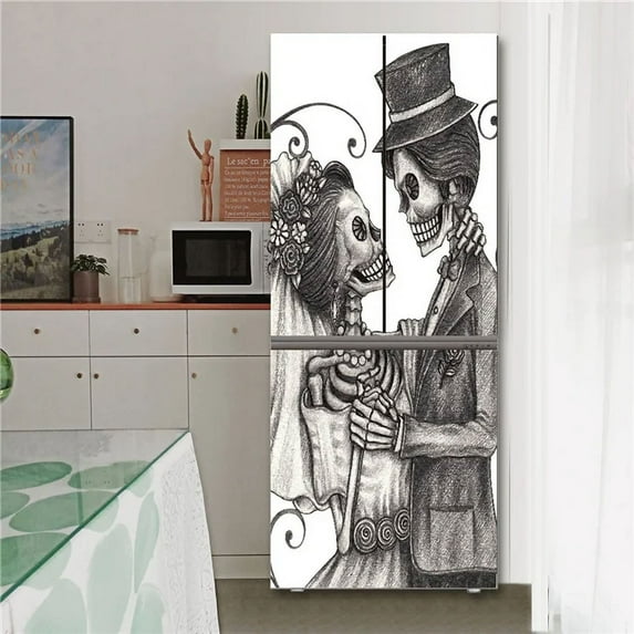 Sugar Skull Refrigerator Stickers Door Cover Graffiti Art Fridge ...