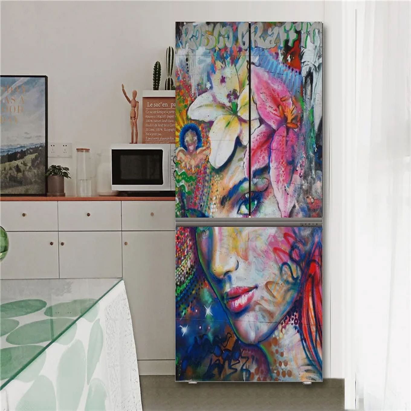 Sugar Skull Refrigerator Stickers Door Cover Graffiti Art Fridge ...