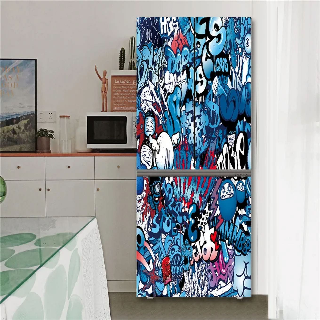 Sugar Skull Refrigerator Stickers Door Cover Graffiti Art Fridge ...