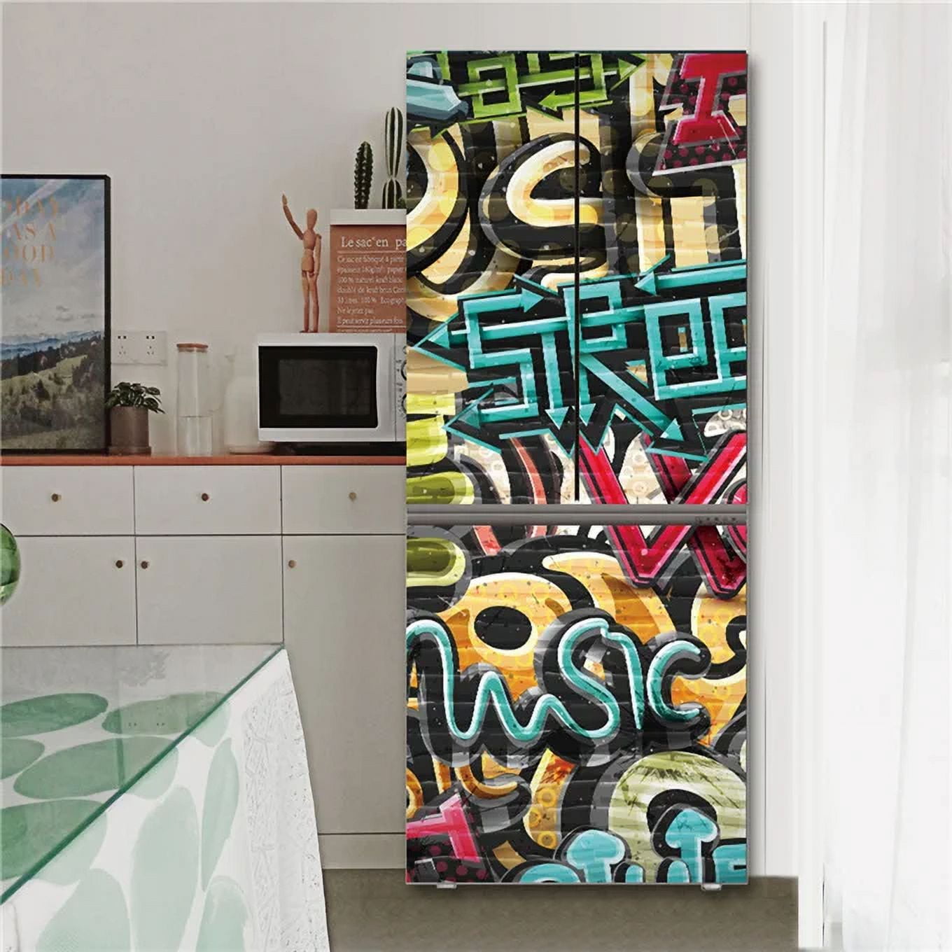 Sugar Skull Refrigerator Stickers Door Cover Graffiti Art Fridge ...