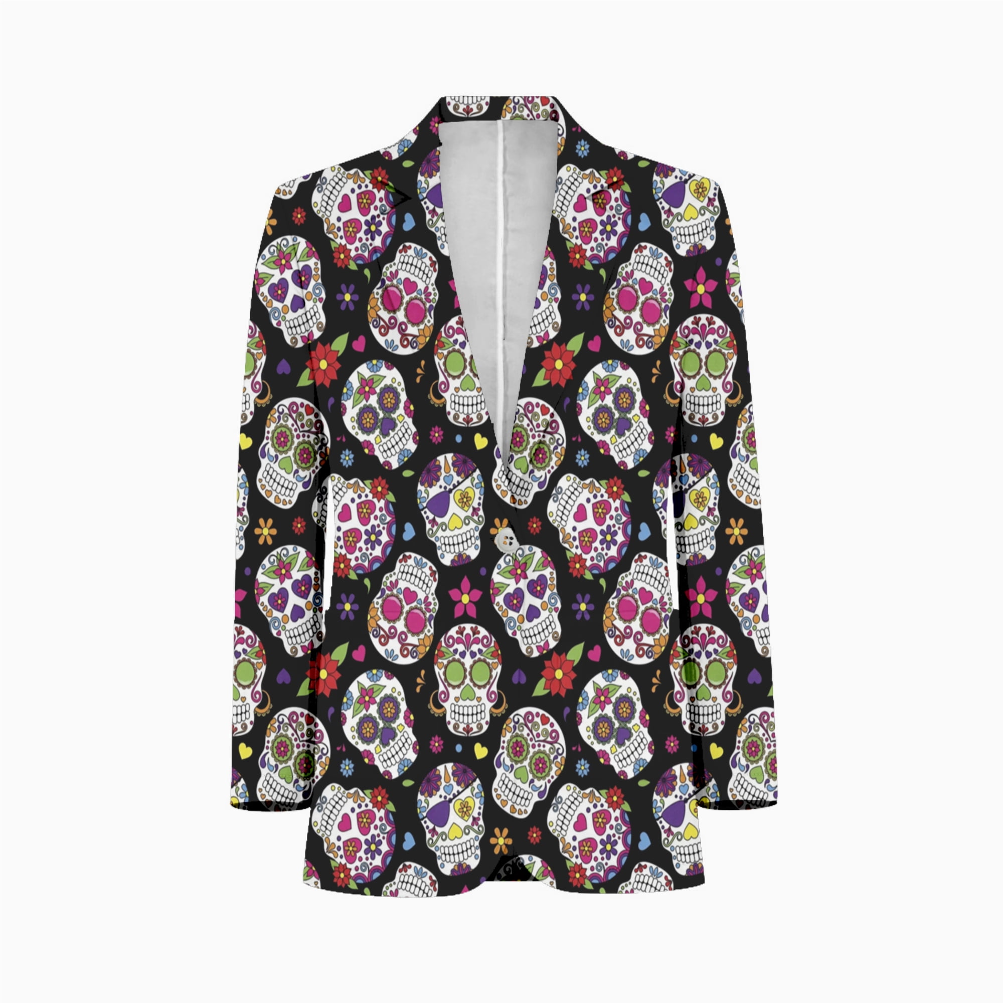 Sugar Skull Roses Designs Mens Suits Shawl Collar Slim Fit Suit Mens ...