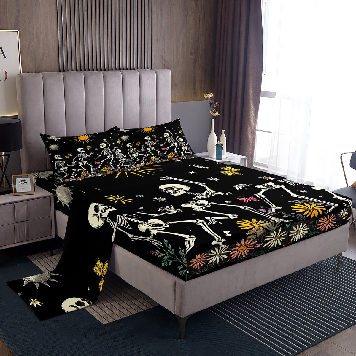 Sugar Skull Sheets Halloween Themed Twin Bed Sheets for Adult Women ...