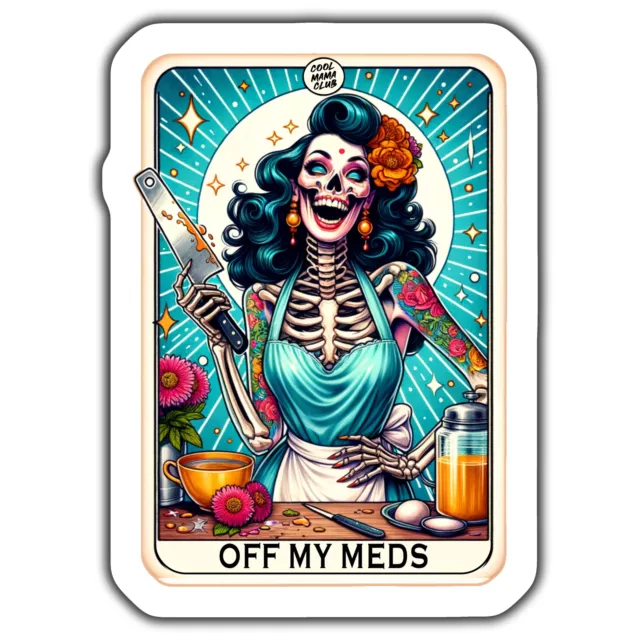 Sugar Skull Skeleton Chef Sticker, Kitchen Decor, Retro Horror Sticker ...