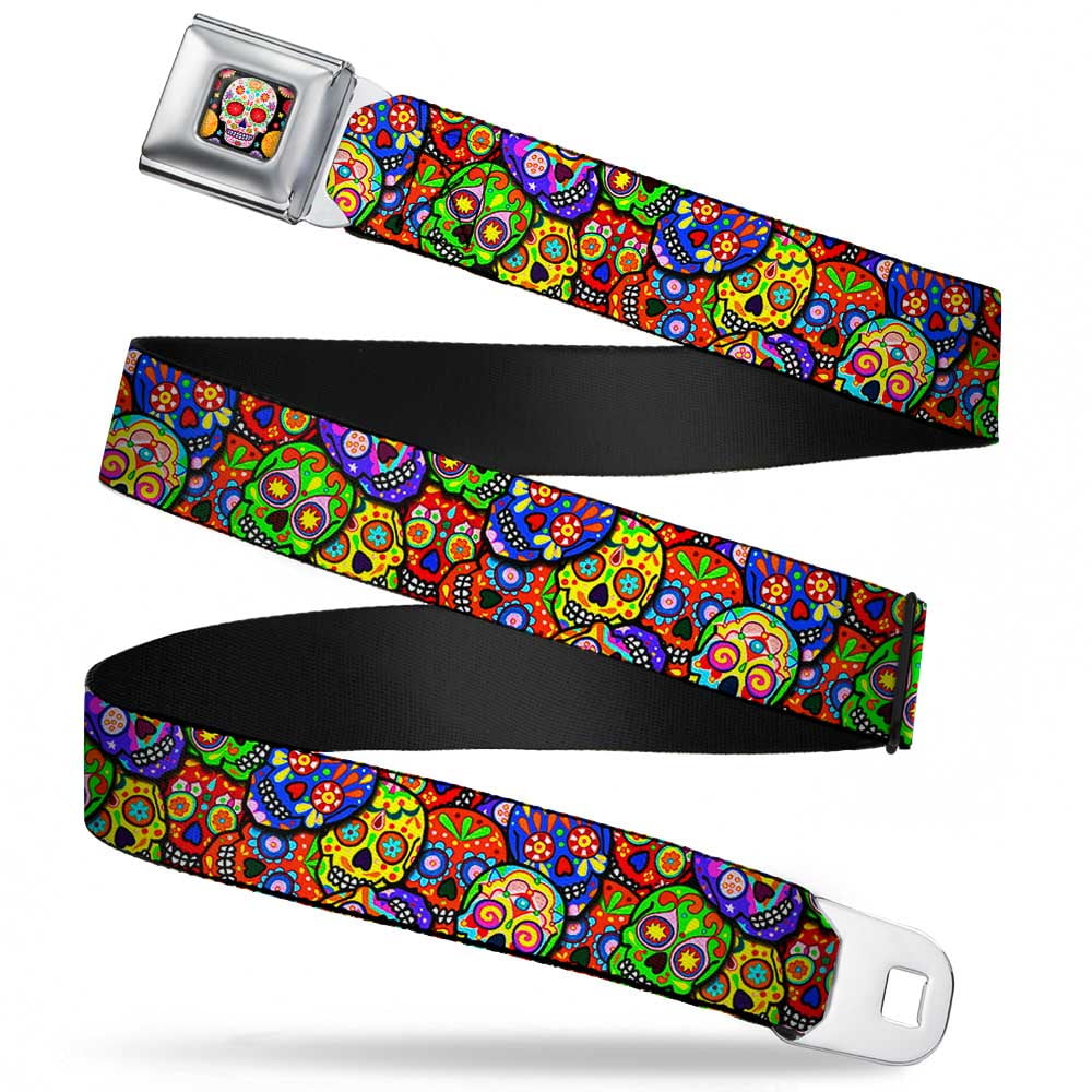 Thaneeya McArdle Belt, Seatbelt Buckle Belt, Colorful Calaveras Stacked ...