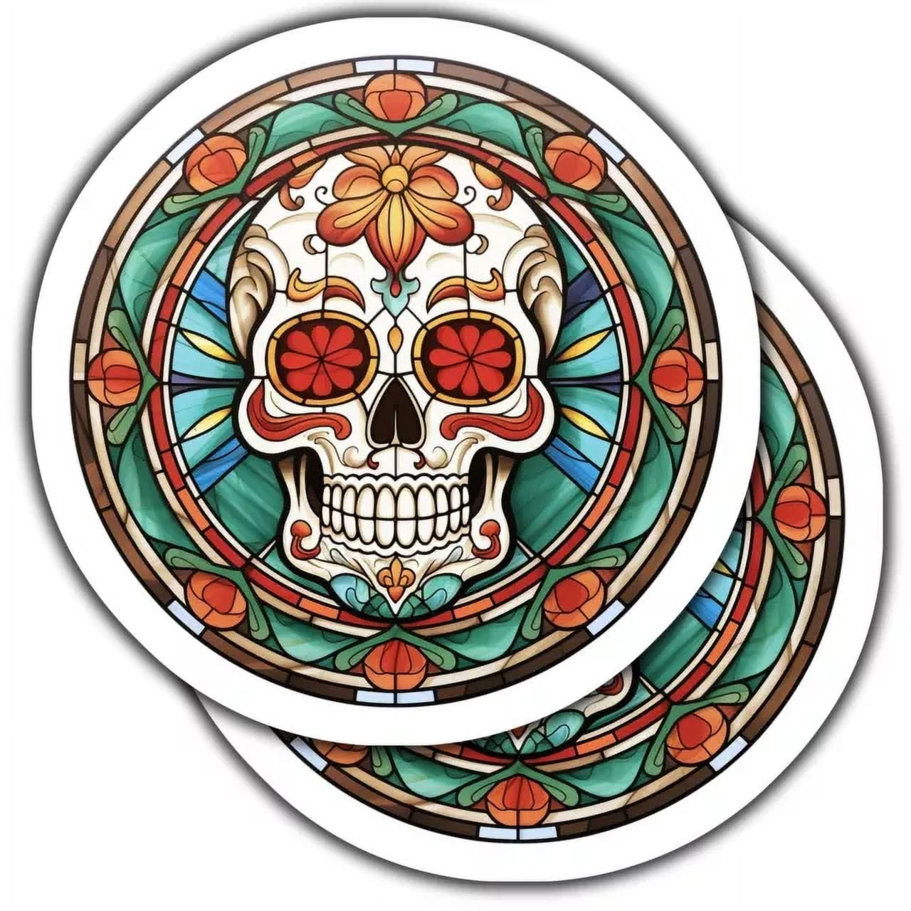 Sugar Skull Sticker, Stained Glass Look , Dia De Los Muertoskindle ...