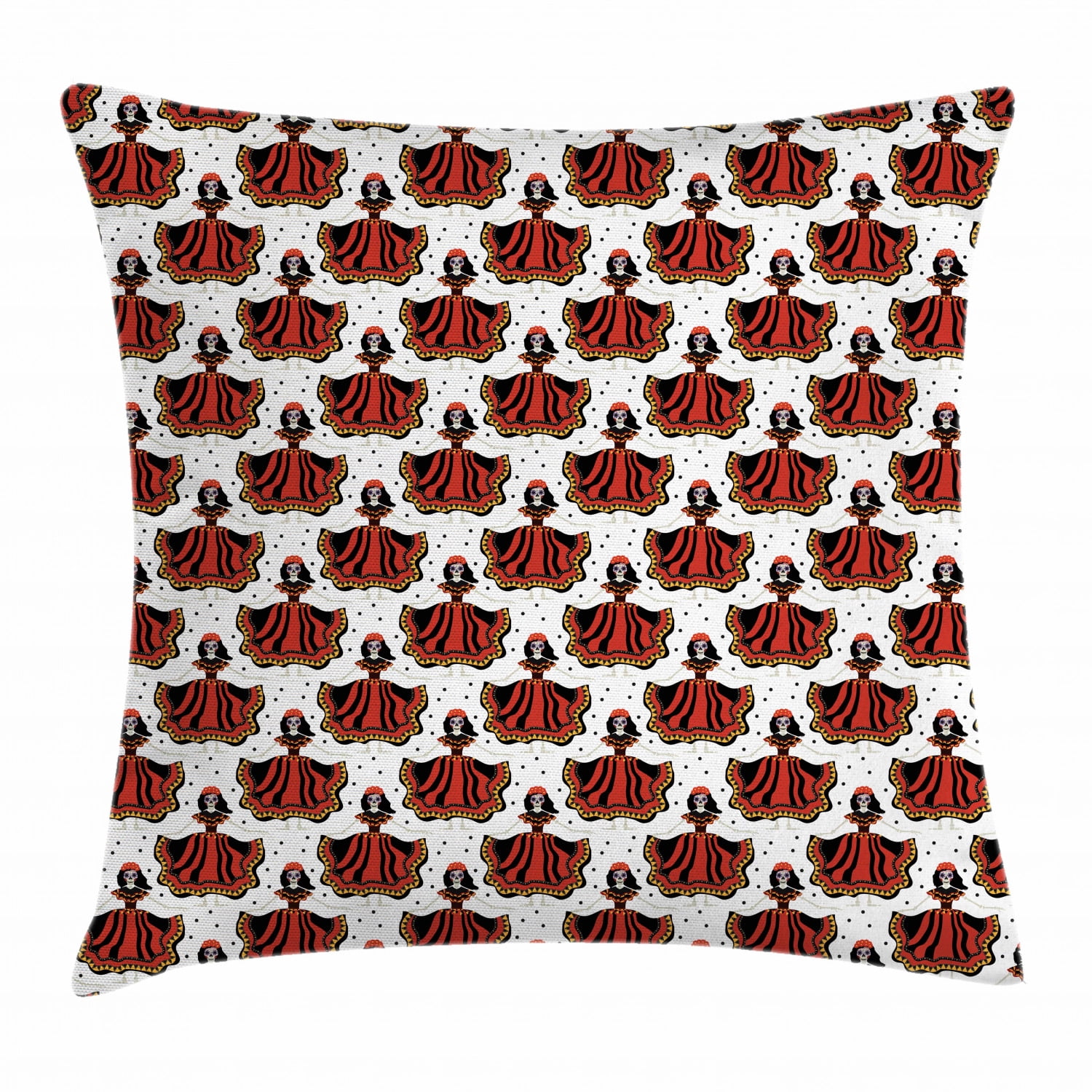 Sugar Skull Throw Pillow Cushion Cover, Calavera Catrina Inspired Dead ...