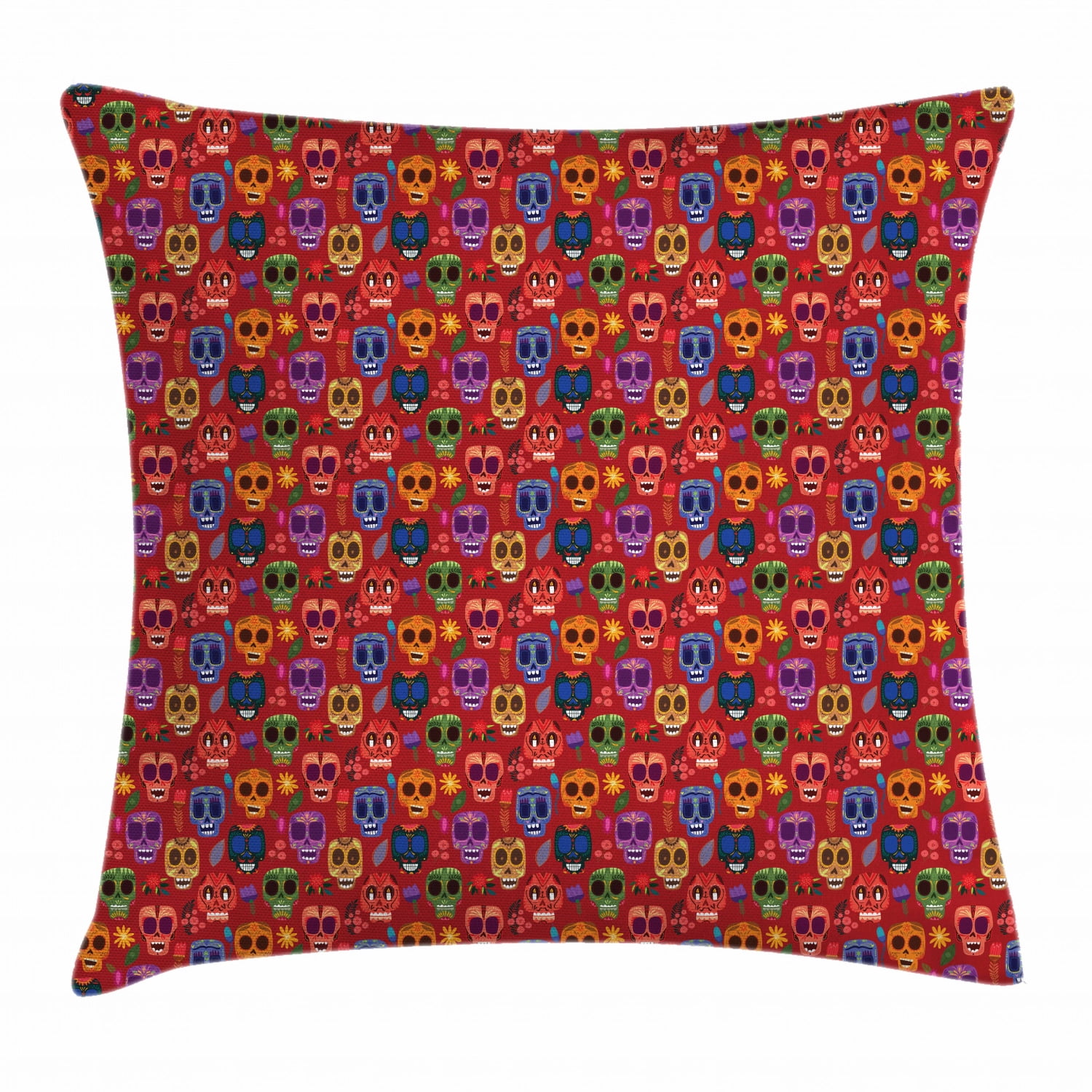 Sugar Skull Throw Pillow Cushion Cover, Mexican Traditional Day of the ...