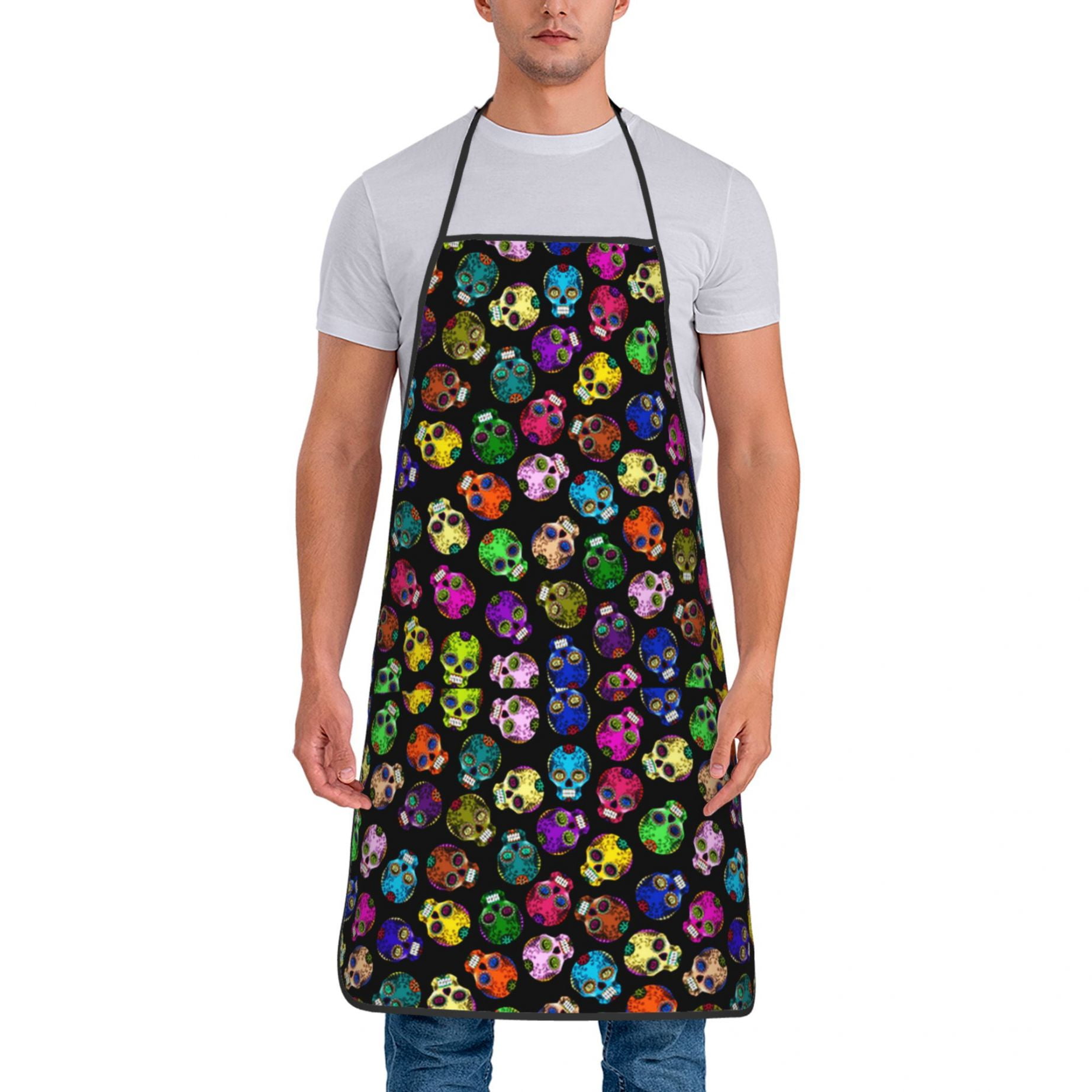Sugar Skulls Aprons for Women Men Waterproof Apron Kitchen Chef Cooking ...