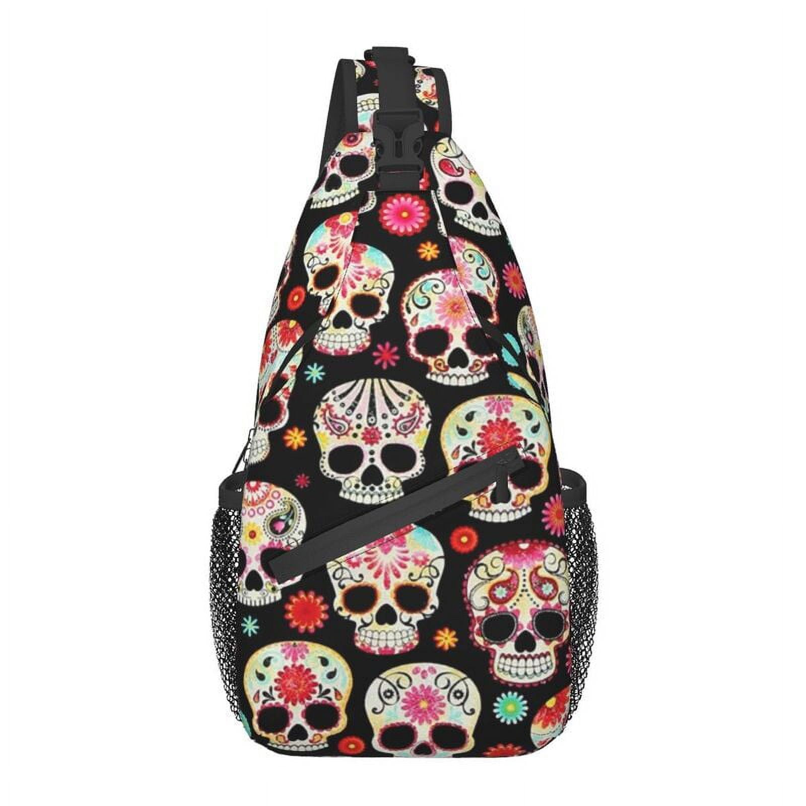 Sugar Skulls Calavera Sling Chest Bag Customized Day Of The Dead ...